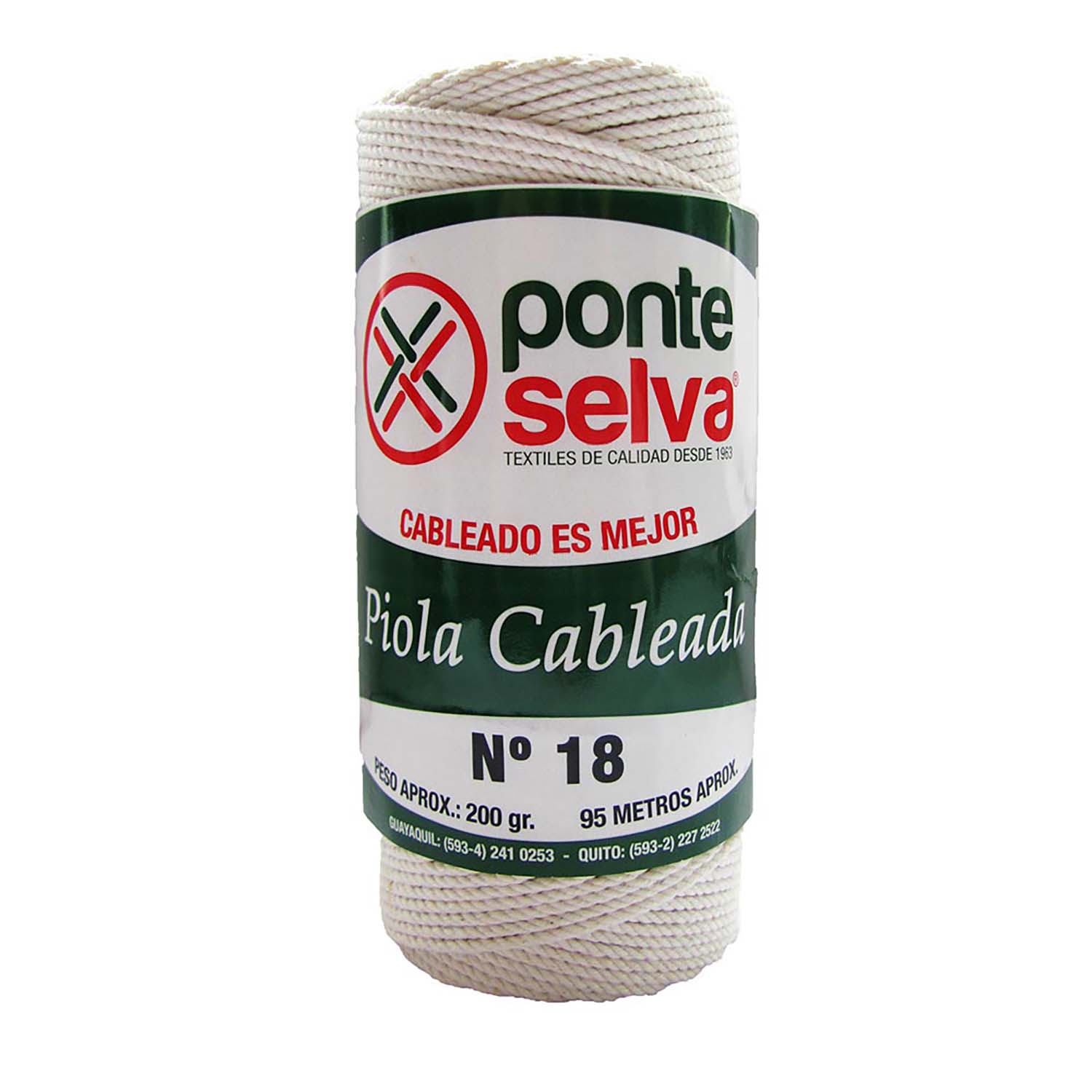 Piola de polialgodón. 95 m aprox. #18 de 200 gr Rollo 1U - PONTE SELVA ...