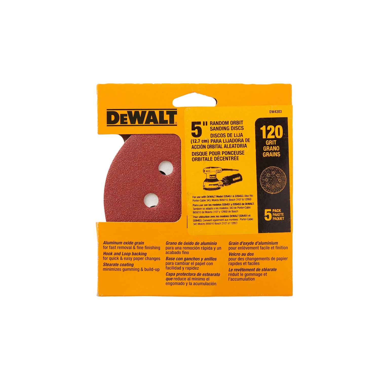 Pack de lijas orbitales autoadherentes de 5 pulgadas - DEWALT - Kywi