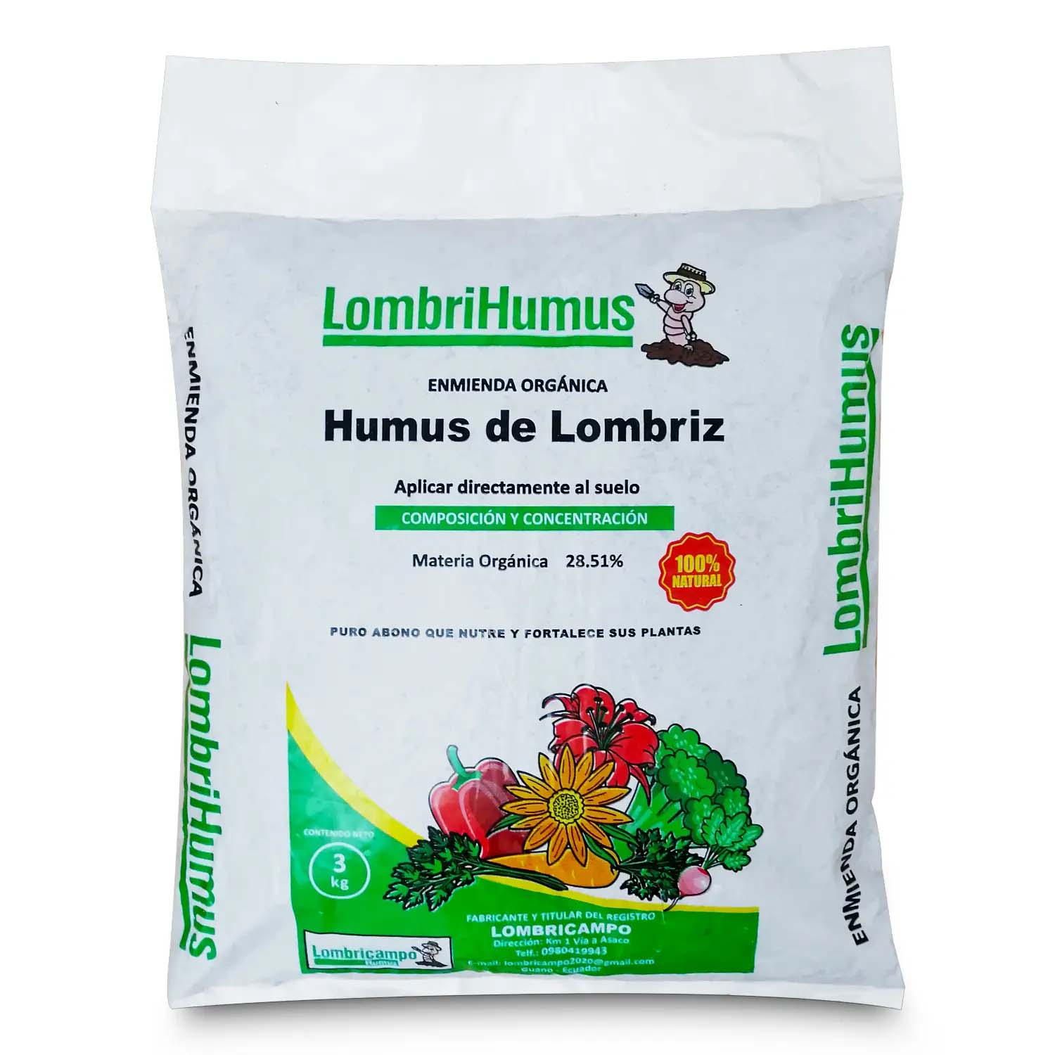 Abono orgánico a base de Humus de Lombriz 100% natural 3 kg Funda 1U ...