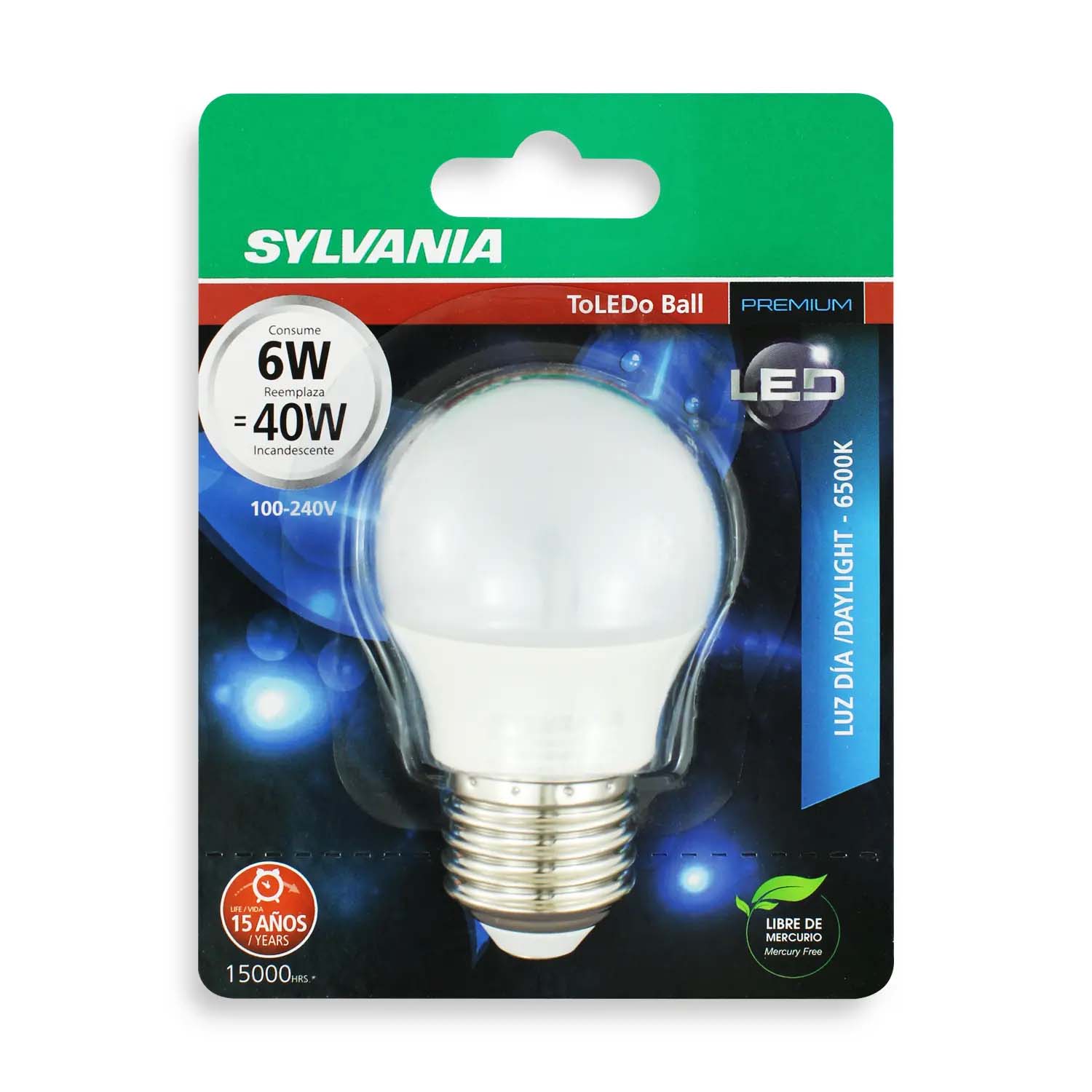 Foco LED tipo globo de 15 Watts - 470 lúmenes con base E27 - SYLVANIA ...