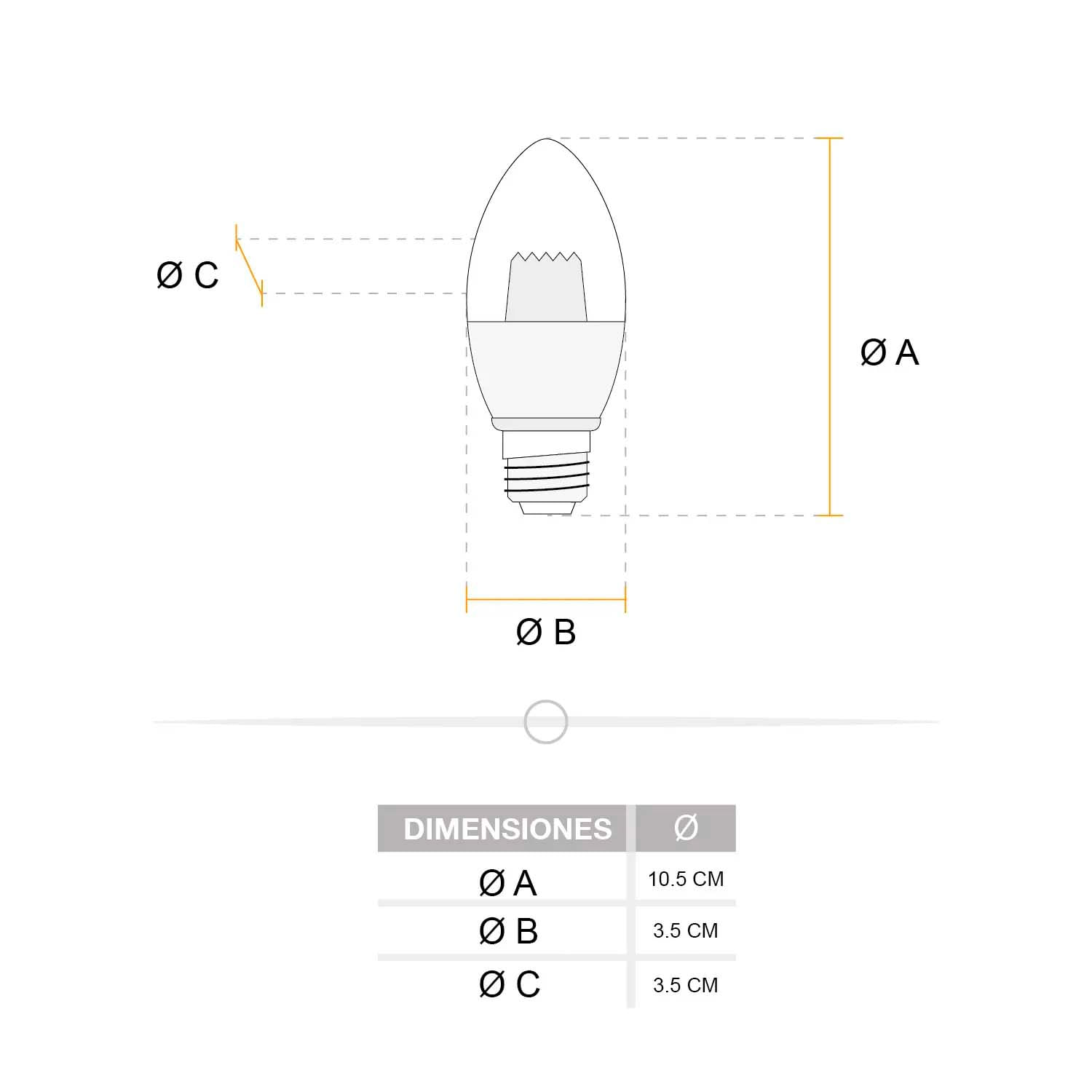 Foco LED tipo vela de 6 Watts - 470 lúmenes base E27 - SYLVANIA