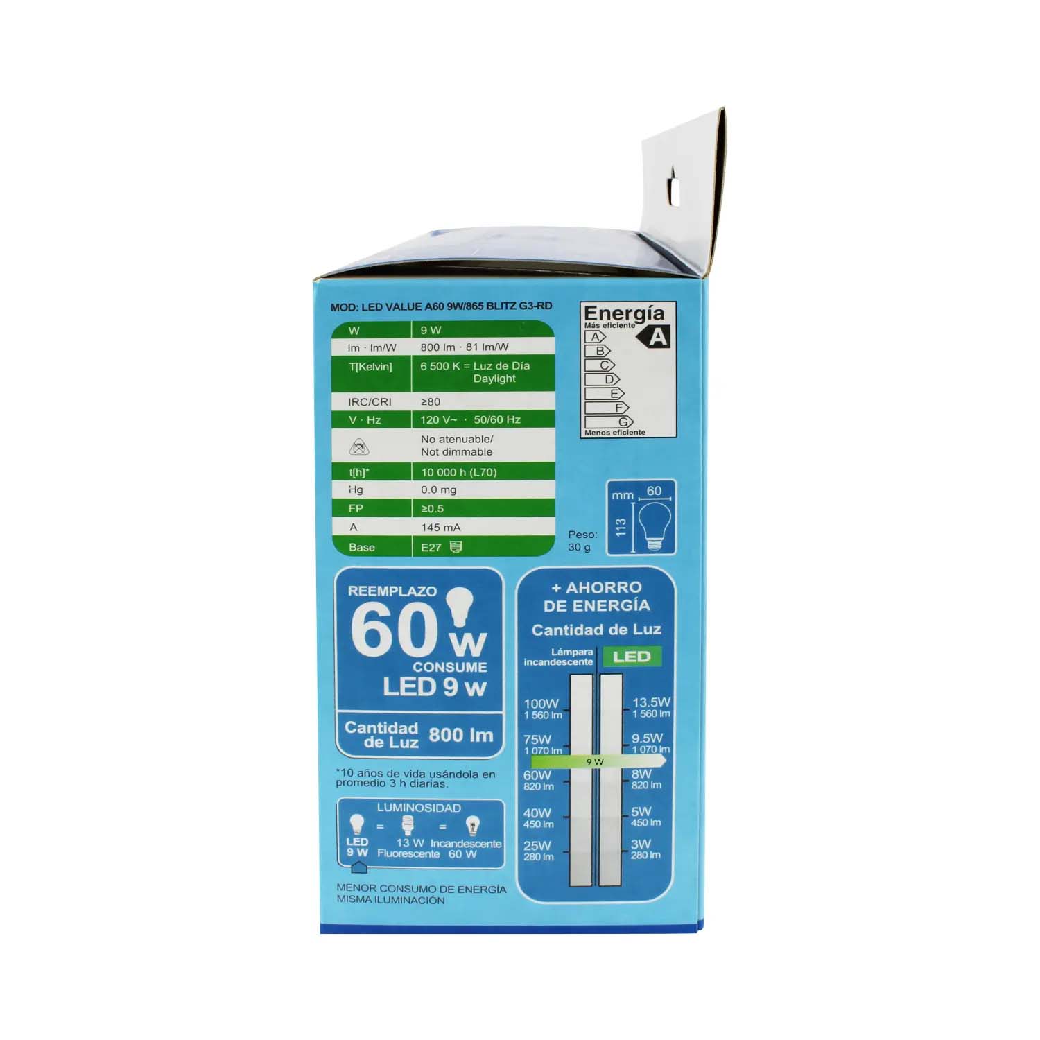 Foco LED tipo bombillo de luz de día 9 Watts - 800 lúmenes base E27 ...