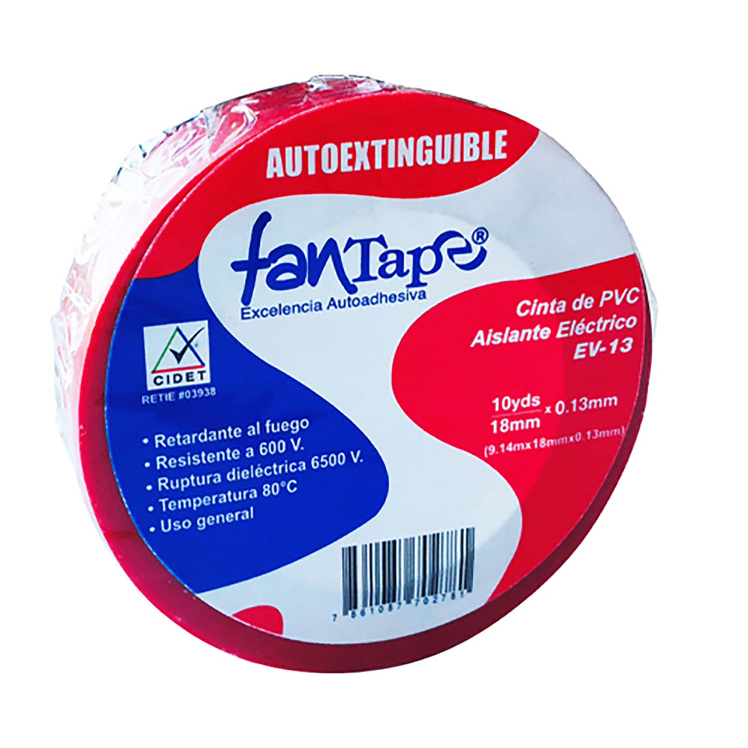 Taipe eléctrico de 19 mm x 9 m resistente hasta 600v 1U - FANTAPE - Kywi