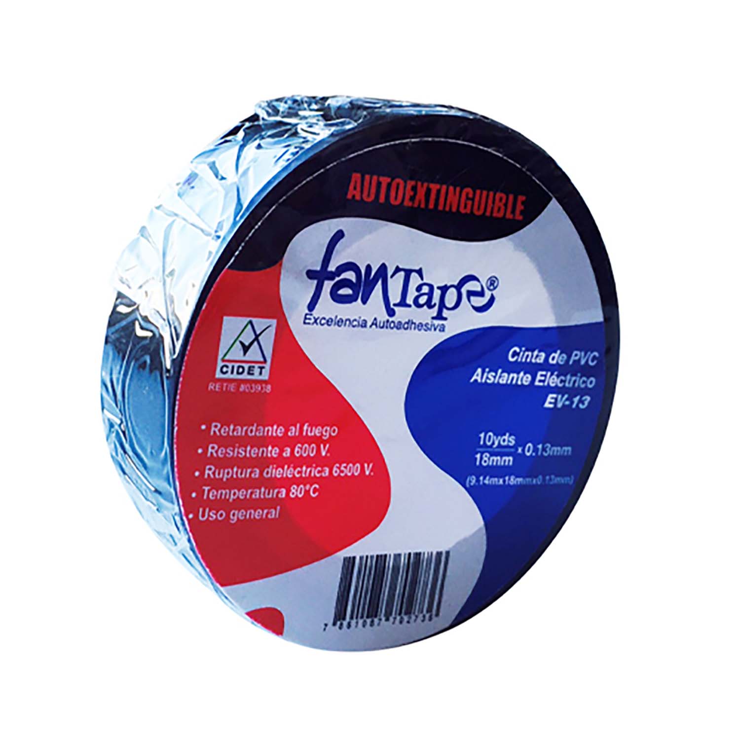 Taipe eléctrico de 19 mm x 9 m resistente hasta 600v 1U - FANTAPE - Kywi