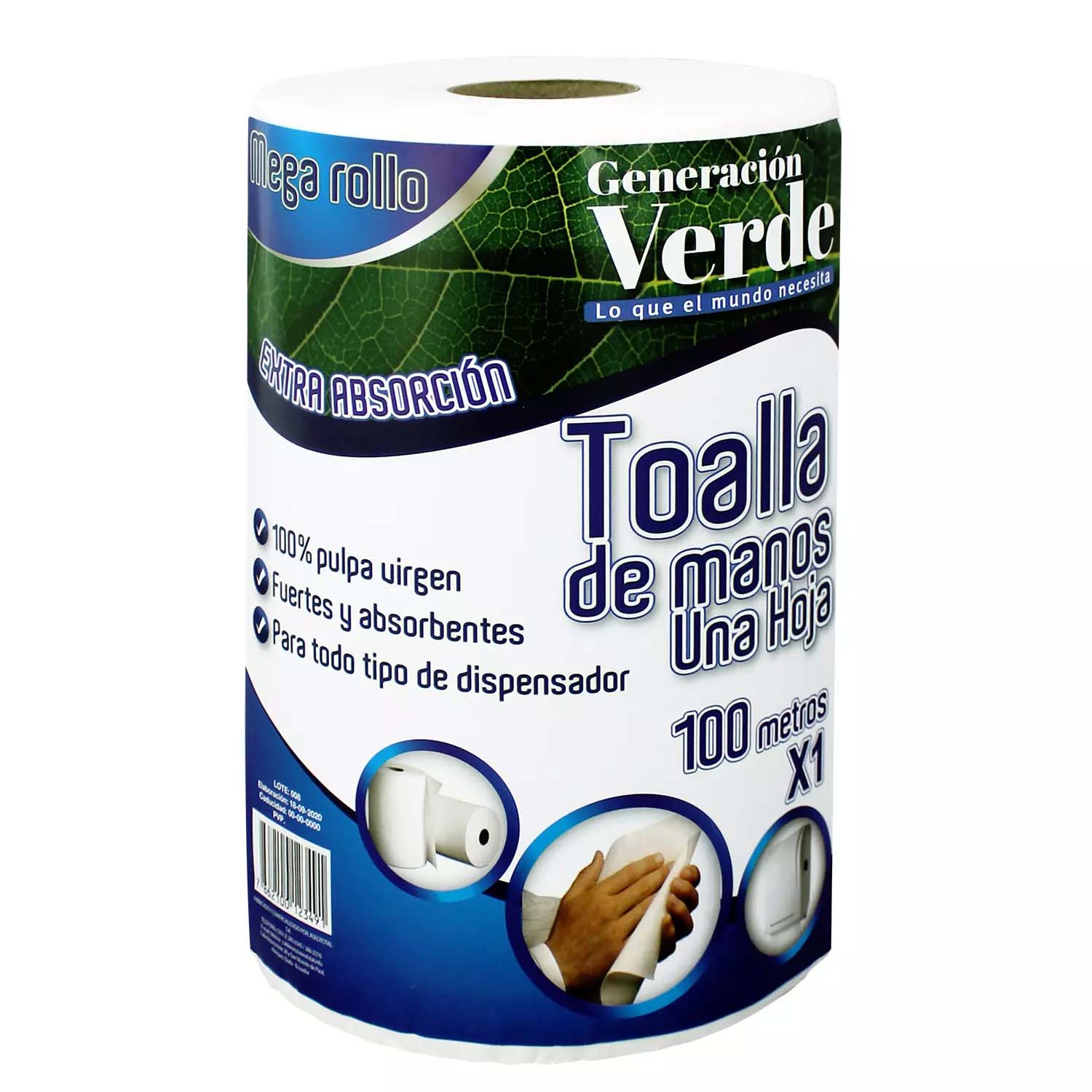 Toallas de manos de papel de hojas sencilla de 100 m Rollo 1U ...