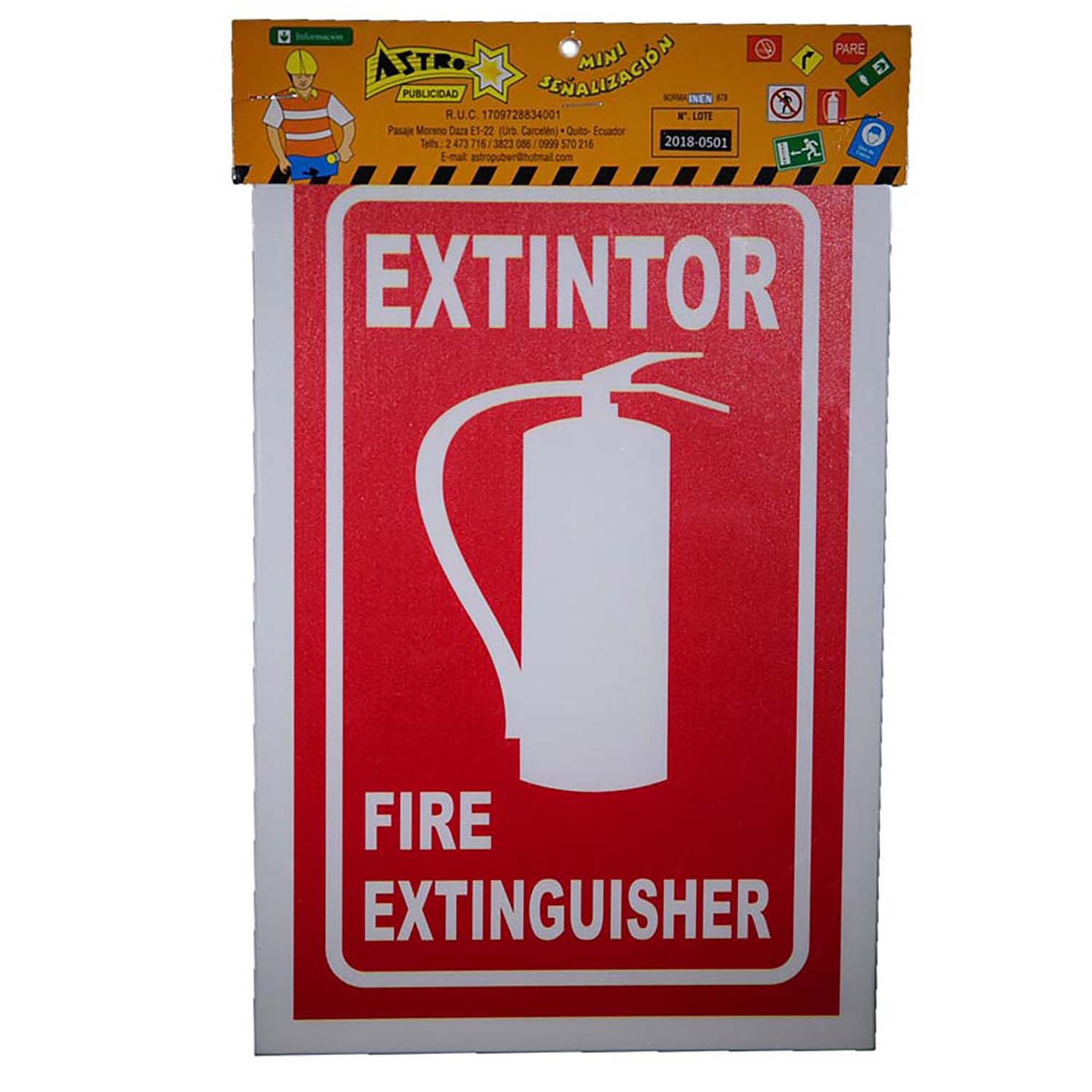 Letrero rígido de 30 cm x 20 cm con mensaje indicativo de EXTINTOR ...