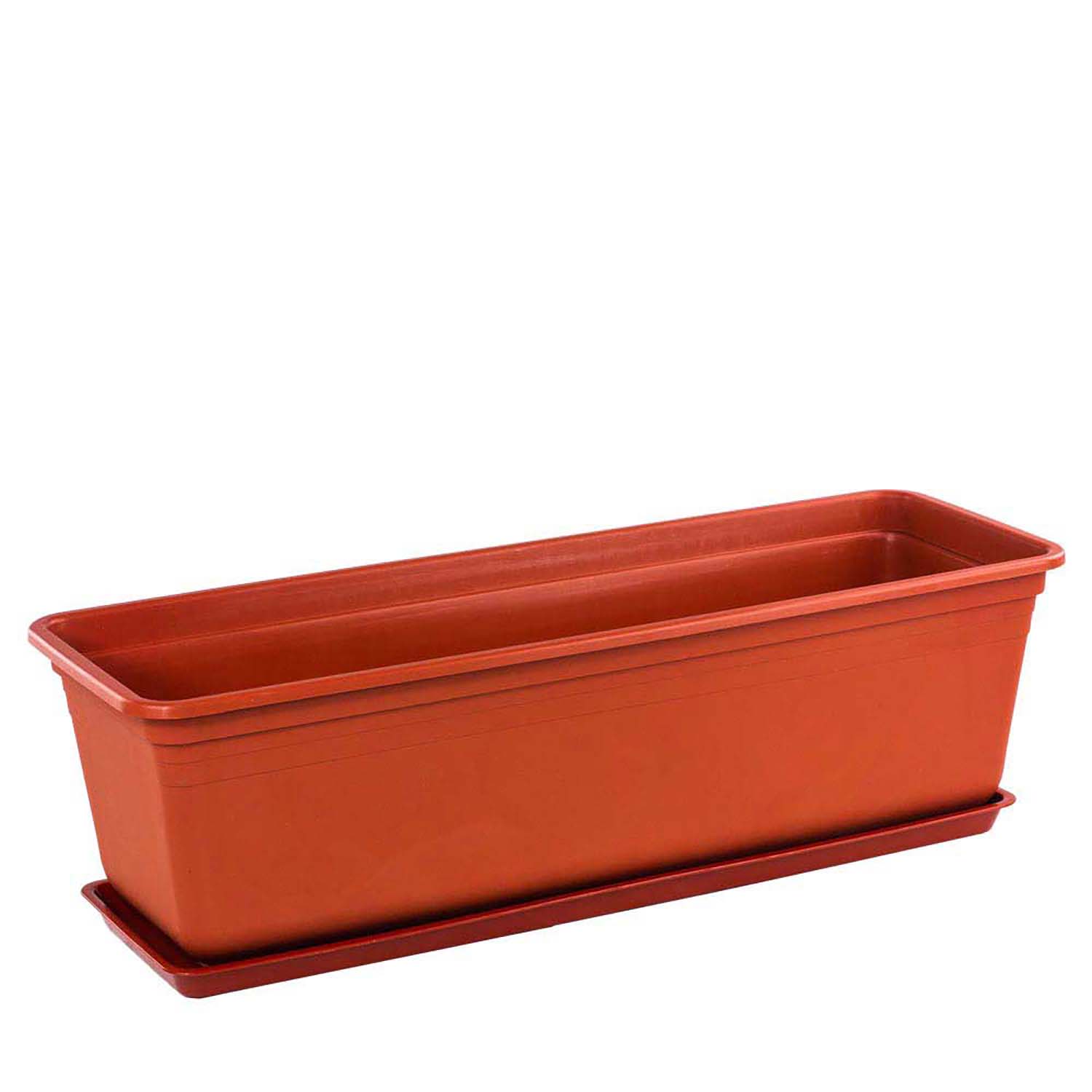 Maceta plástica rectangular EXPRESO grande con base 1U - PLAPASA - Kywi