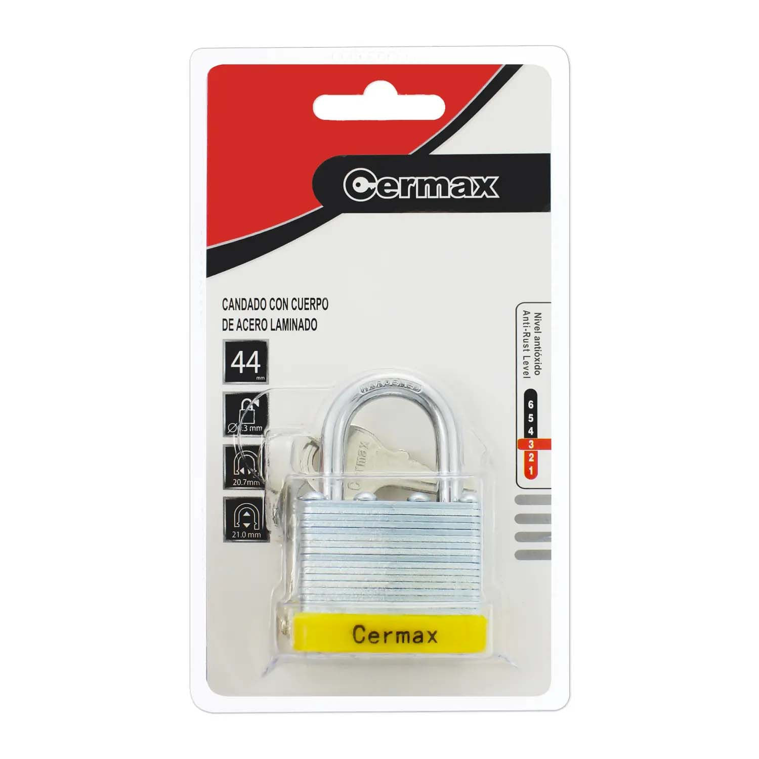 Candado de acero laminado de 40 mm con arco de acero Blister 1U ...