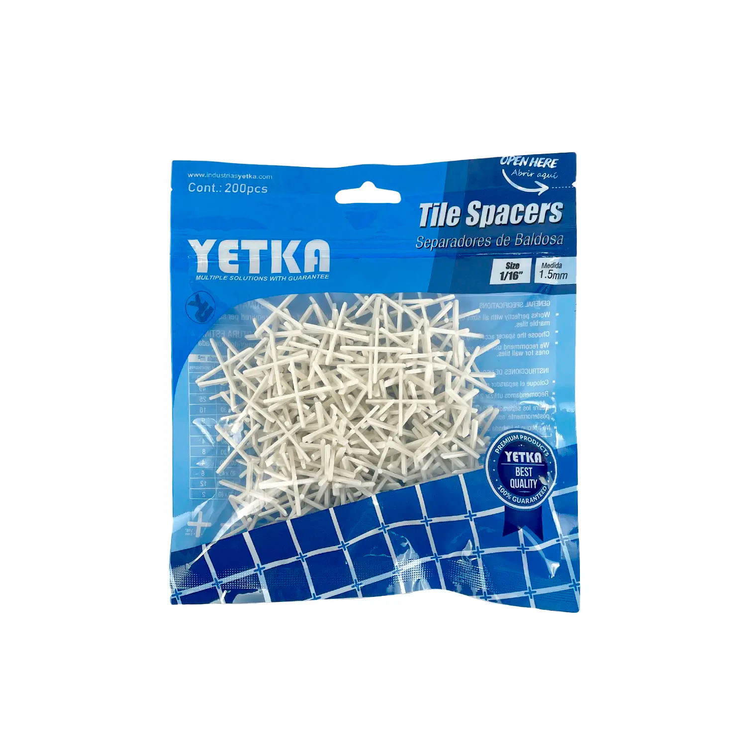 Cruceta P/Azulejo 1.5Mm 200Und Yetka - YETKA - Kywi