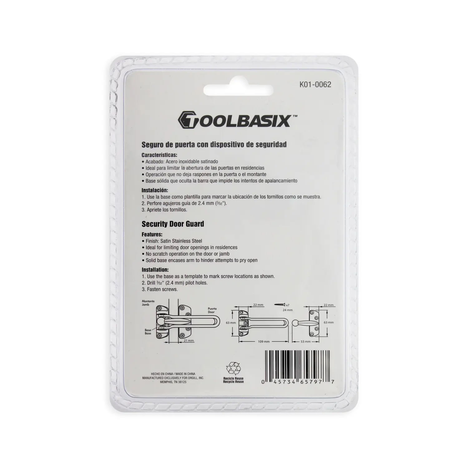 Aldaba De Seguridad Nikel - TOOLBASIX - Kywi