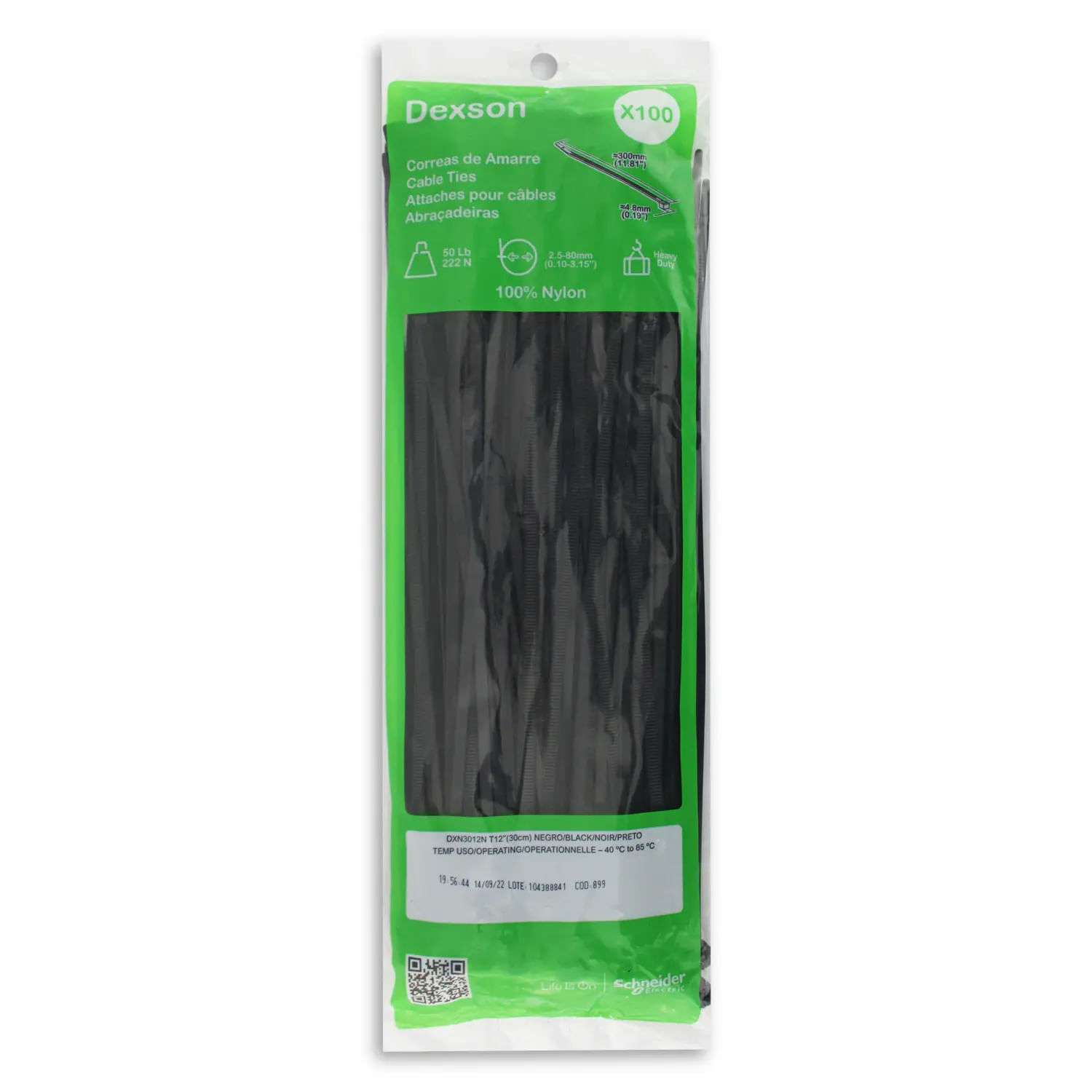 Amarracable 30Cm 48Mm Negra Hd 100 Uni Dexson - DEXSON - Kywi