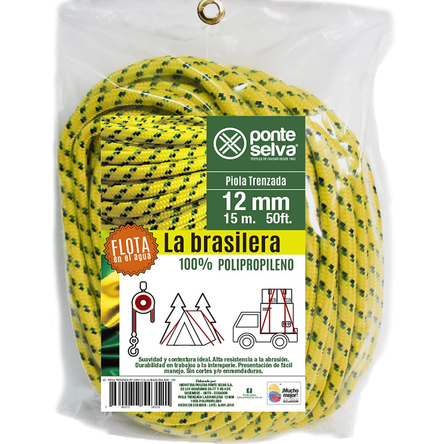 Piola Trenzada La Brasilera 12Mm X 15Mt - PONTE SELVA - Kywi