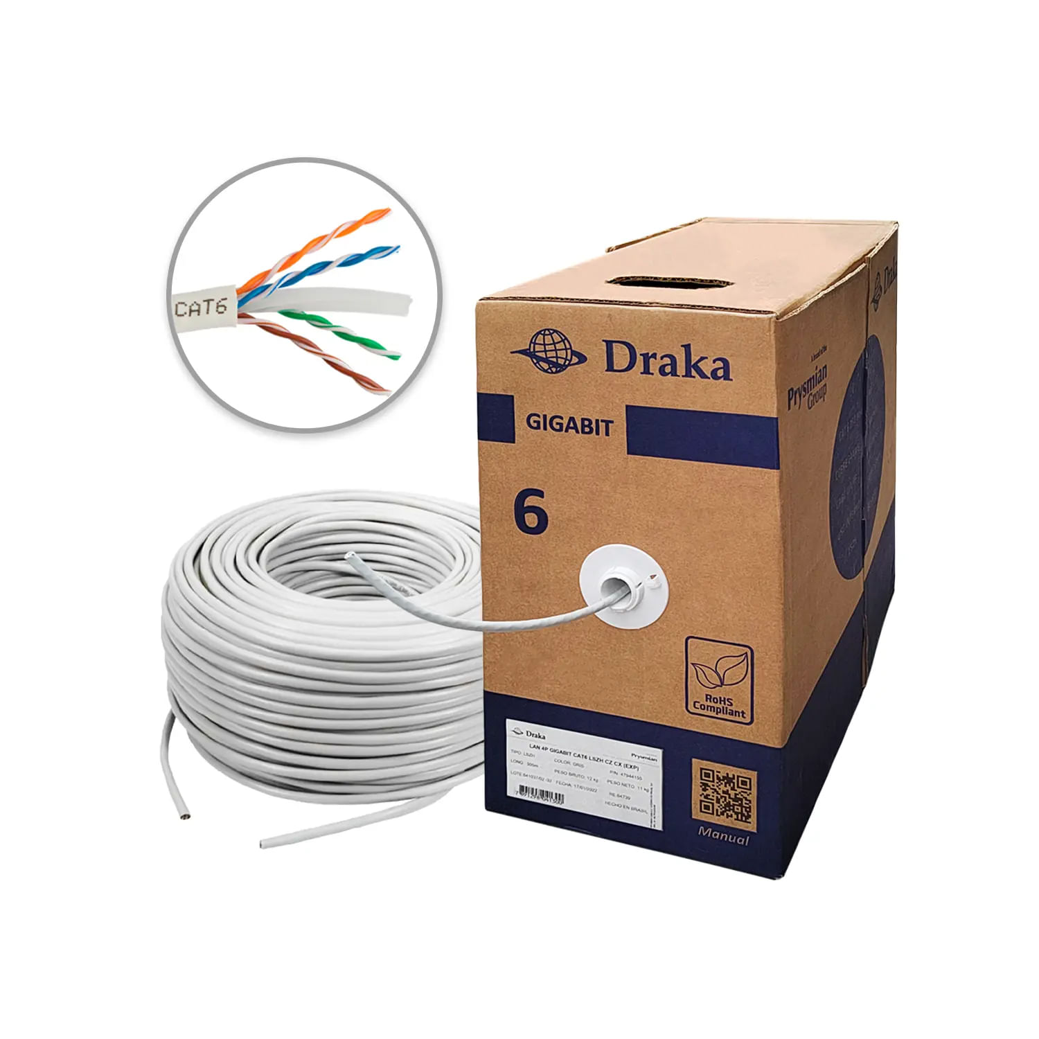 Cable Red Utp Cat 6 4X24 C/M Cablec - CABLEC - Kywi