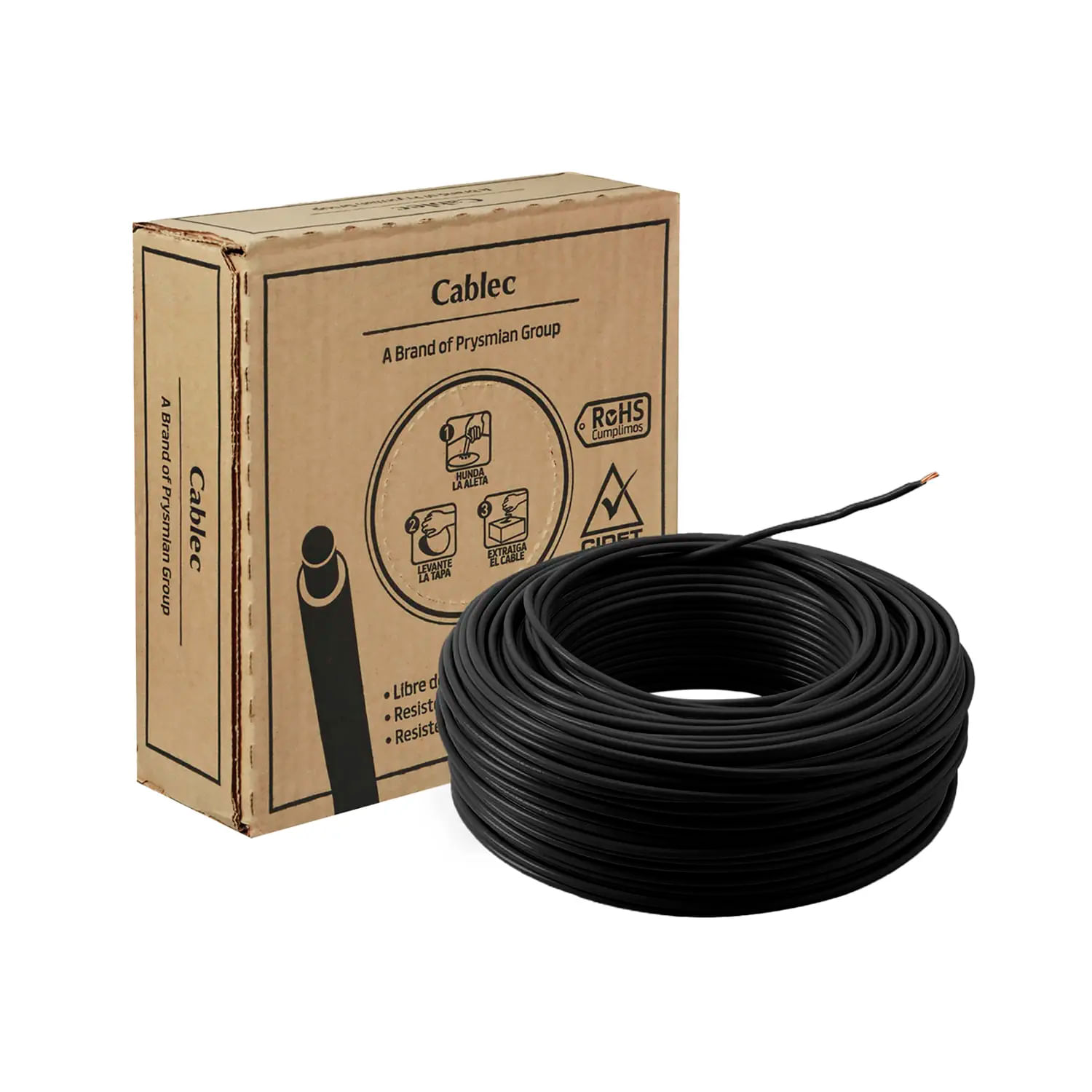 Cable Soli 12 Thhn Negro C/M Cablec - CABLEC