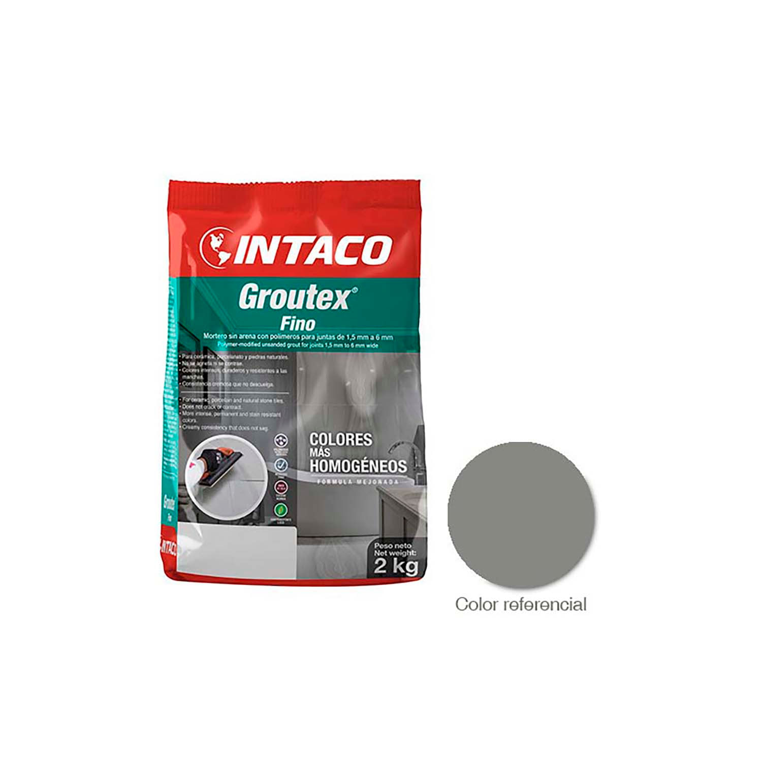 Groutex mortero para porcelanato New Grafito, sin arena, 2 kilogramos ...