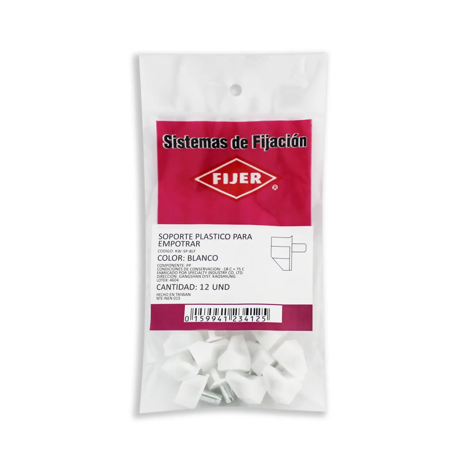 Soporte Plastico P/Empotrar 12U - FIJER - Kywi