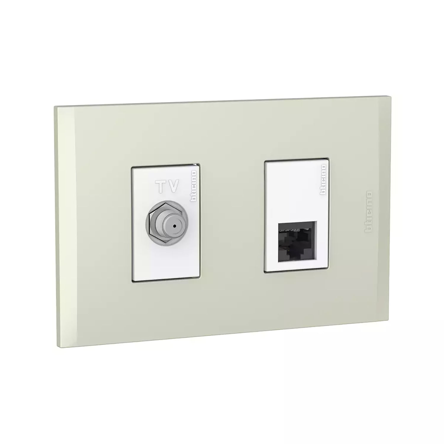 Toma Tv+T Rj45 Cat6 Pl1+1P Champa Nobile - BTICINO - Kywi