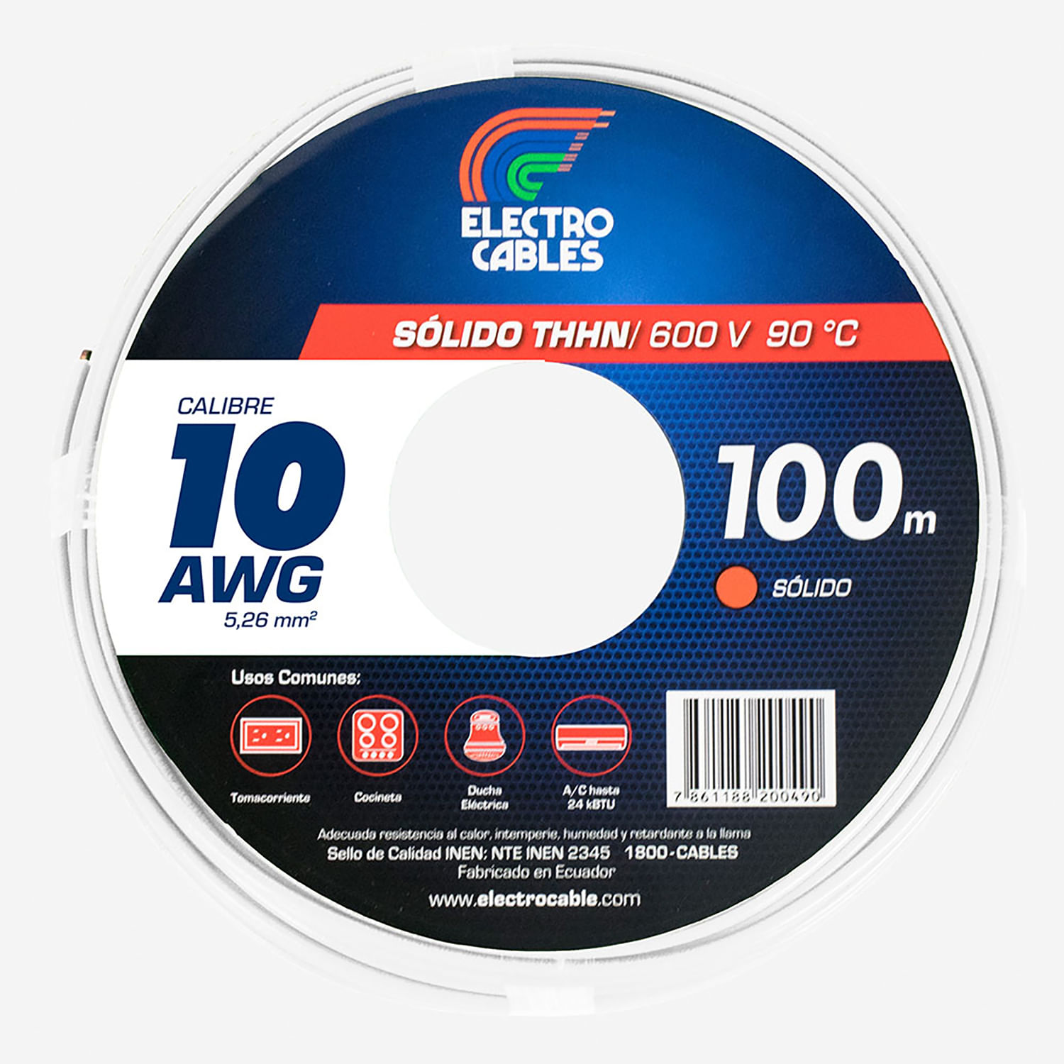 Metro de Cable Eléctrico solido 10 THHN blanco - ELECTROCABLES - Kywi