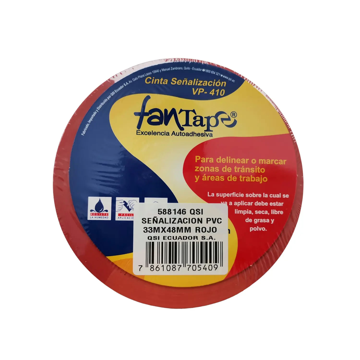 Cinta Senalizacion Adhes Roja 33Mx48Mm - FANTAPE