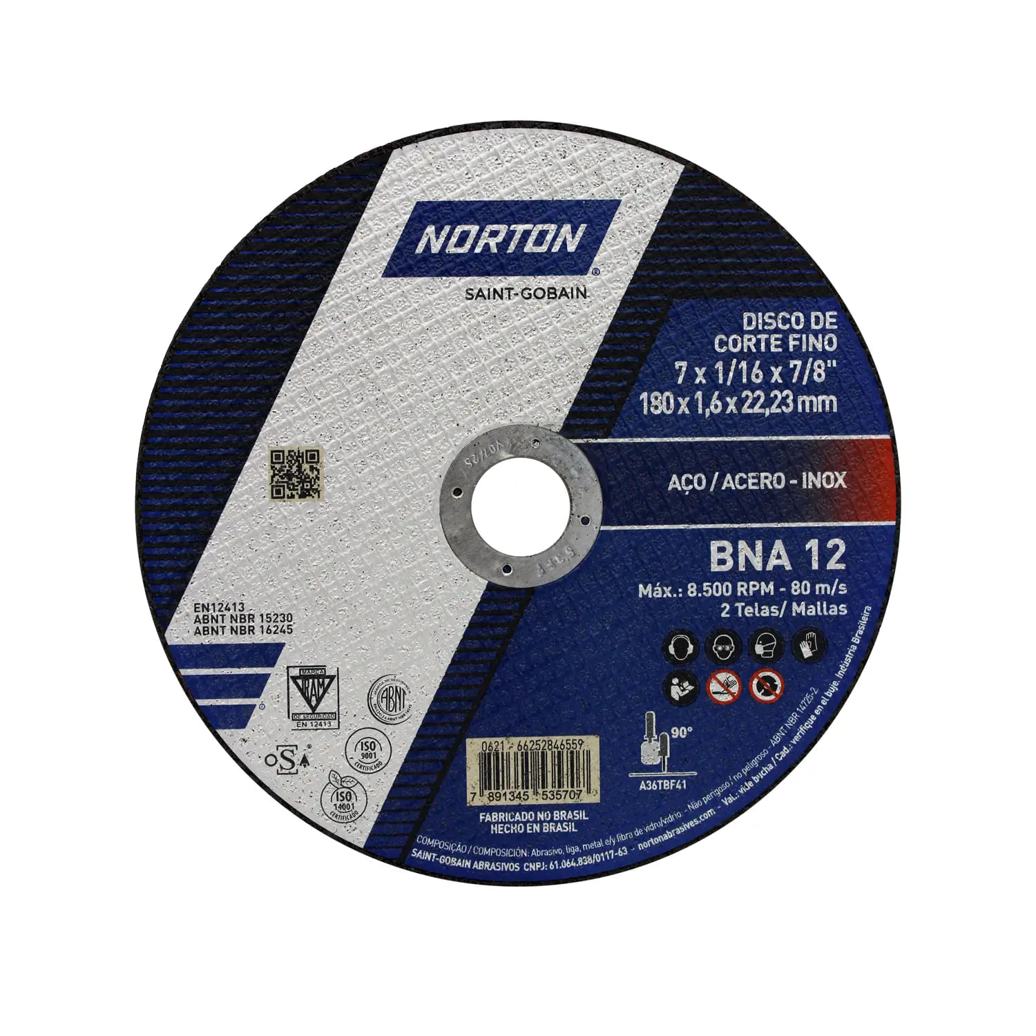 Disco de corte para acero BNA12 de 180 mm de diametro, 22 mm orificio ...