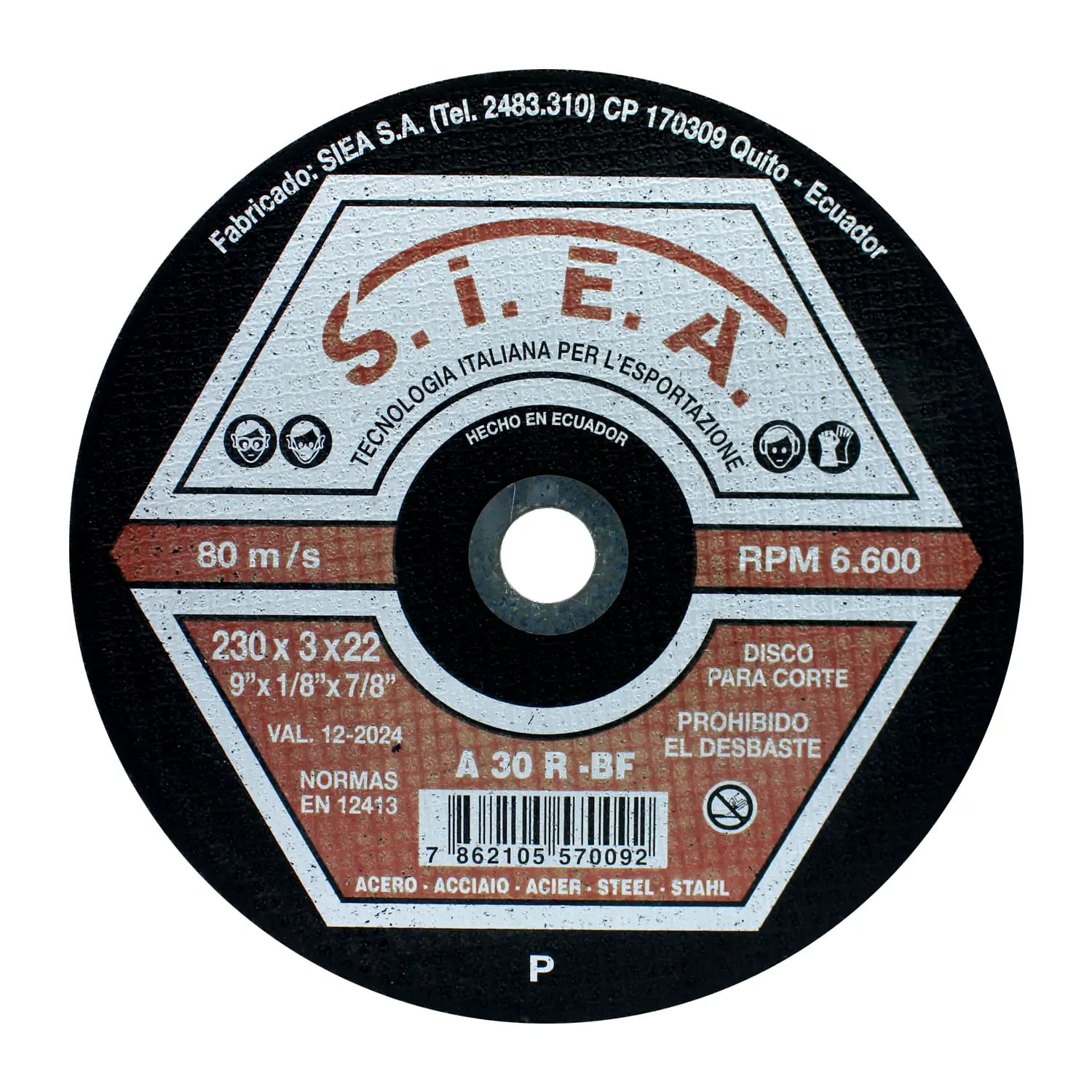 Disco Corte Metal 230X3X22 Siea - SIEA - Kywi