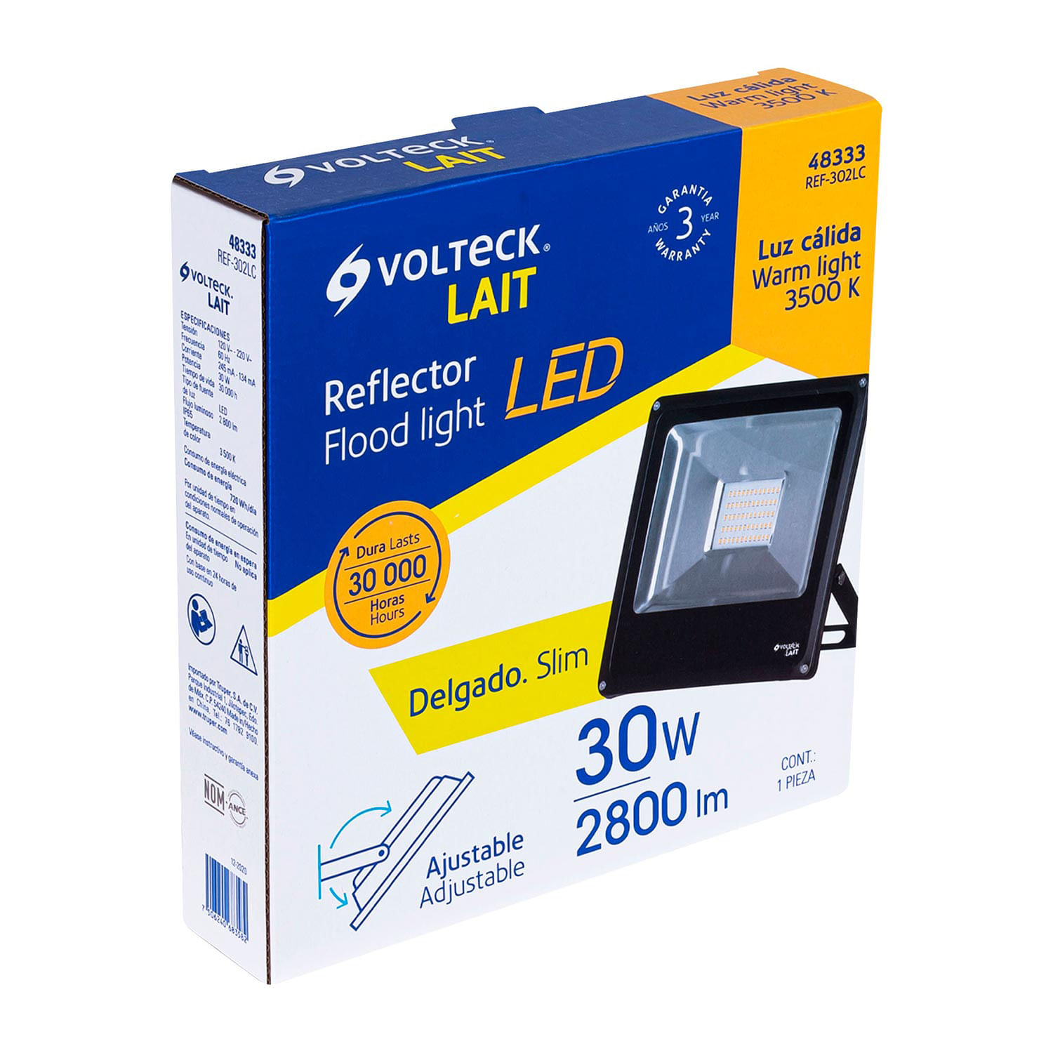Reflector P/Exterior 30W Luz Calida - VOLTECK - Kywi