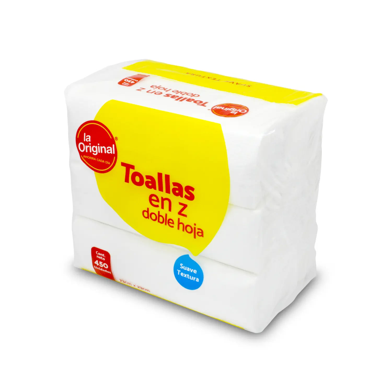 Papel toalla en Z de 23 x 23 cm; doble hoja con textura suave al tacto ...