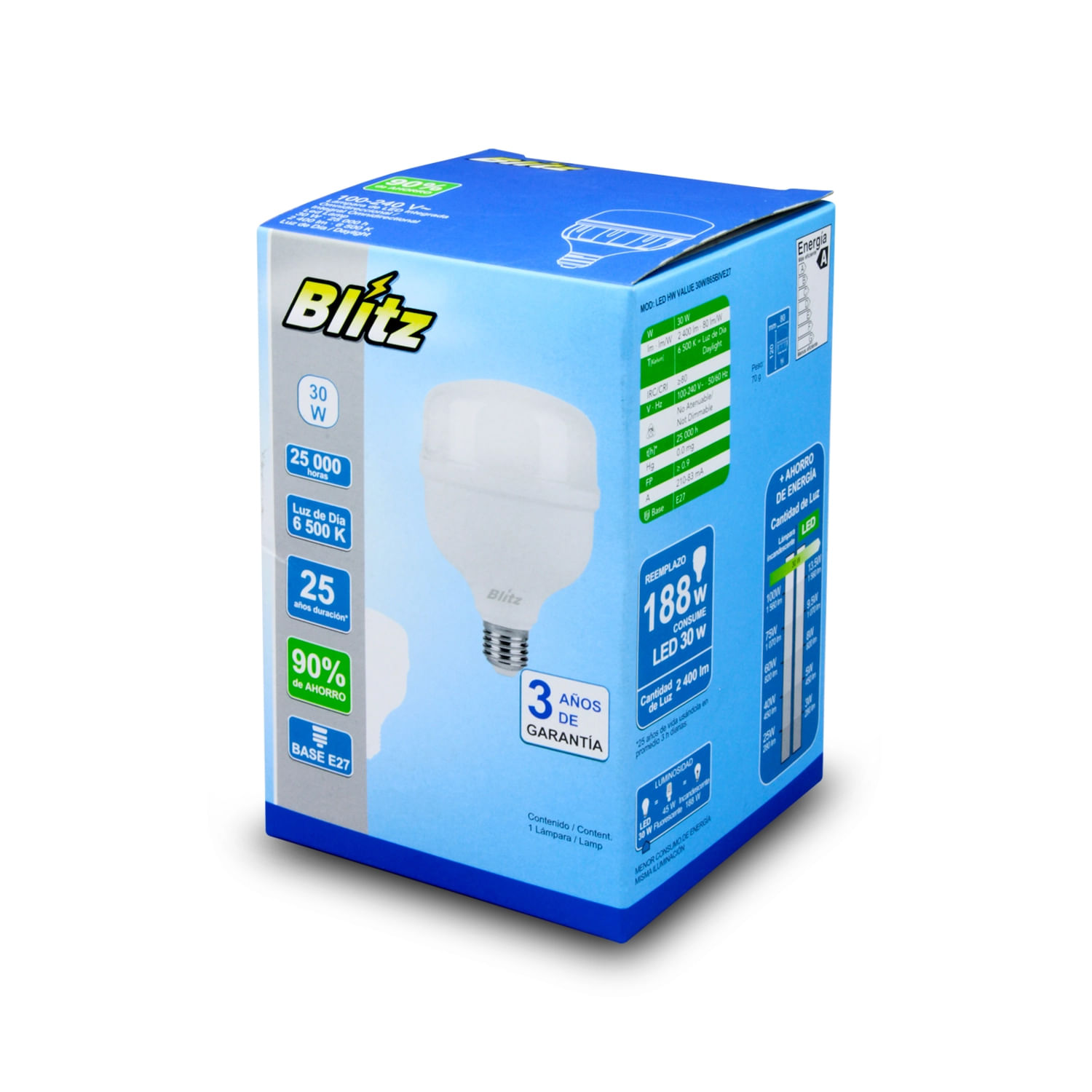 Foco LED de alta potencia con base E27. CARACTERÍSTICAS: 30W, Luz ...