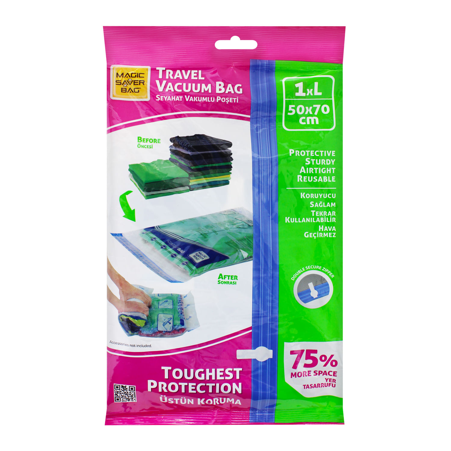 Bolsa de almacenamiento hermético reusable de 50 x 70 cm para viajes ...