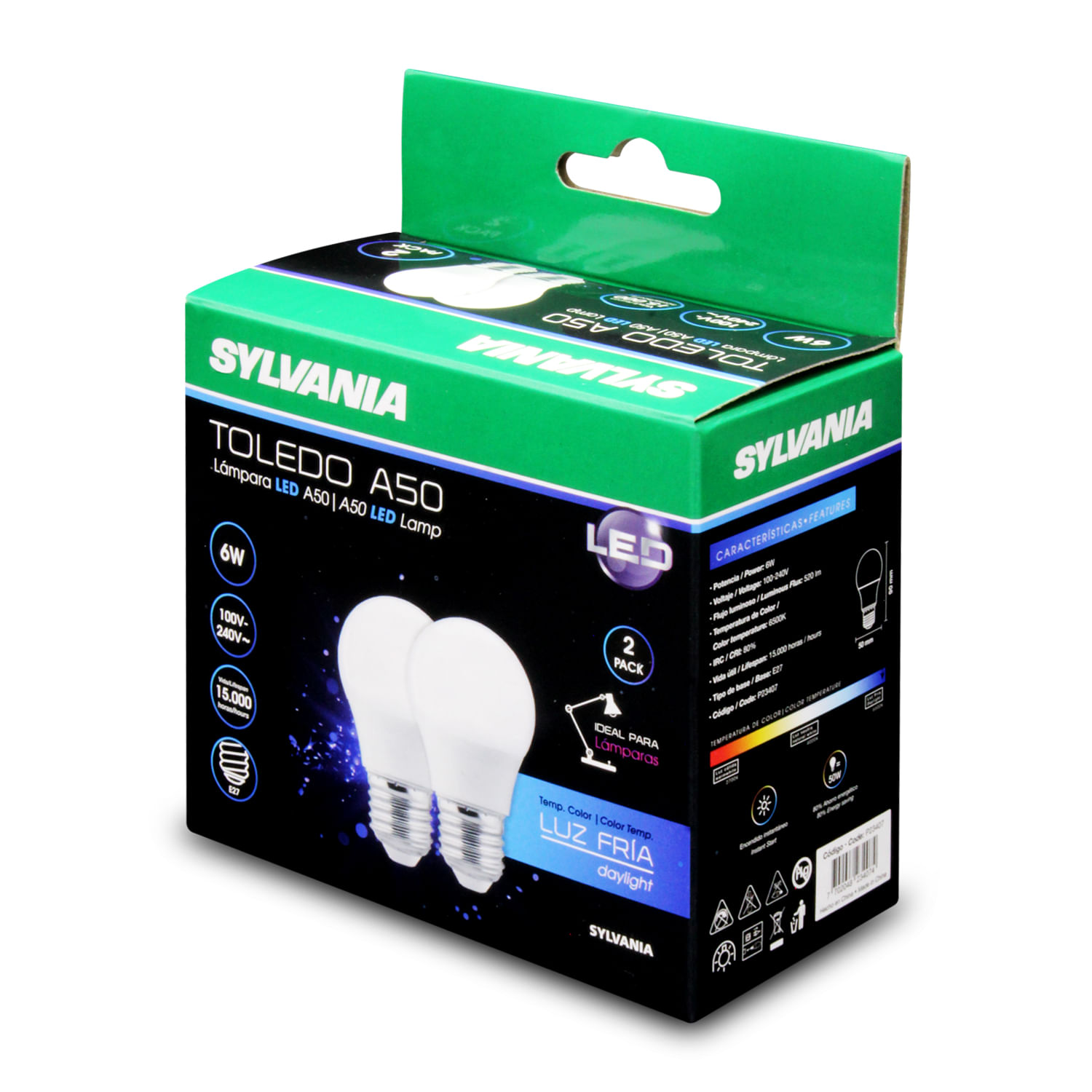 Pack de focos LED tipo bombillo con base estándar E27. - SYLVANIA - Kywi