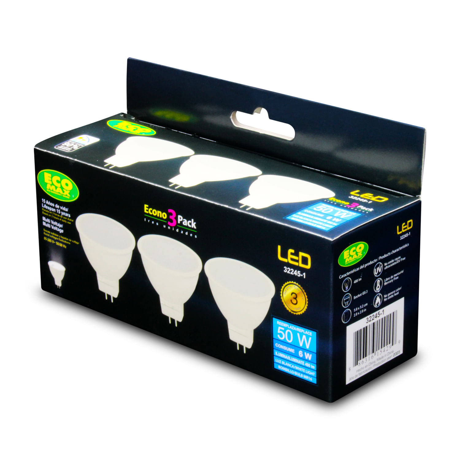Pack de dicroicos LED tipo MR16 con socket G5.3. - ECO MAX - Kywi