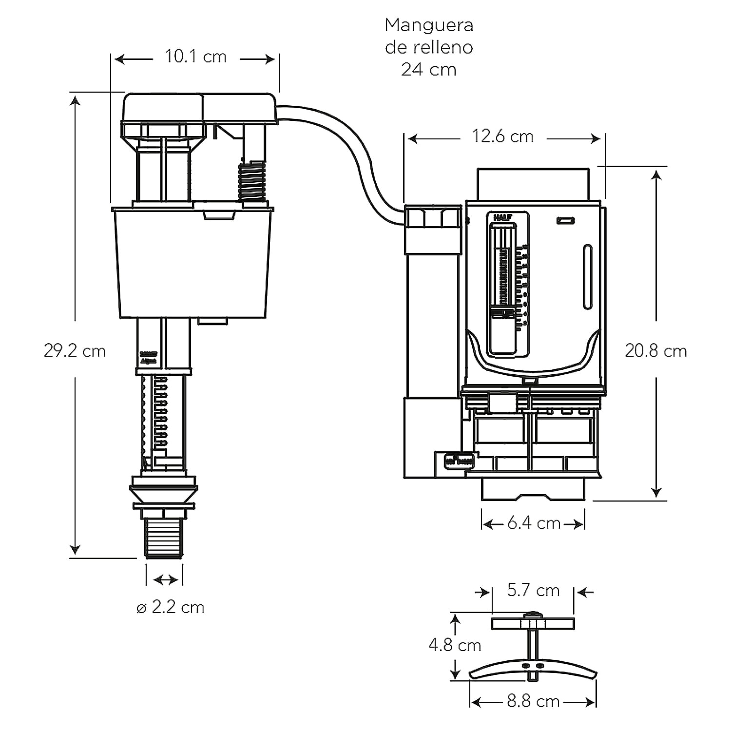 Herraje dual flush 2” para inodoro one piece. - BRIGGS