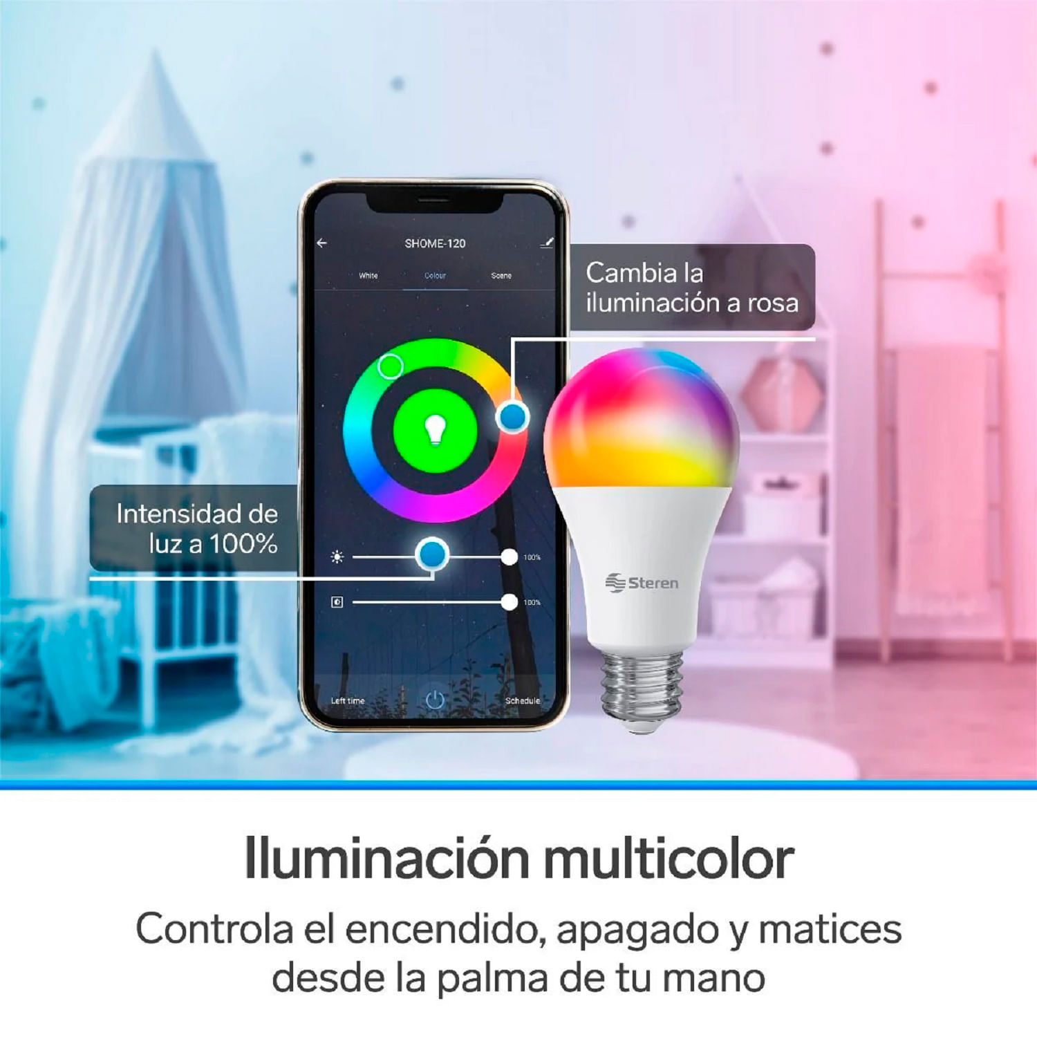 Foco smart Iluminación multicolor. Controla el encendido, apagado y ...