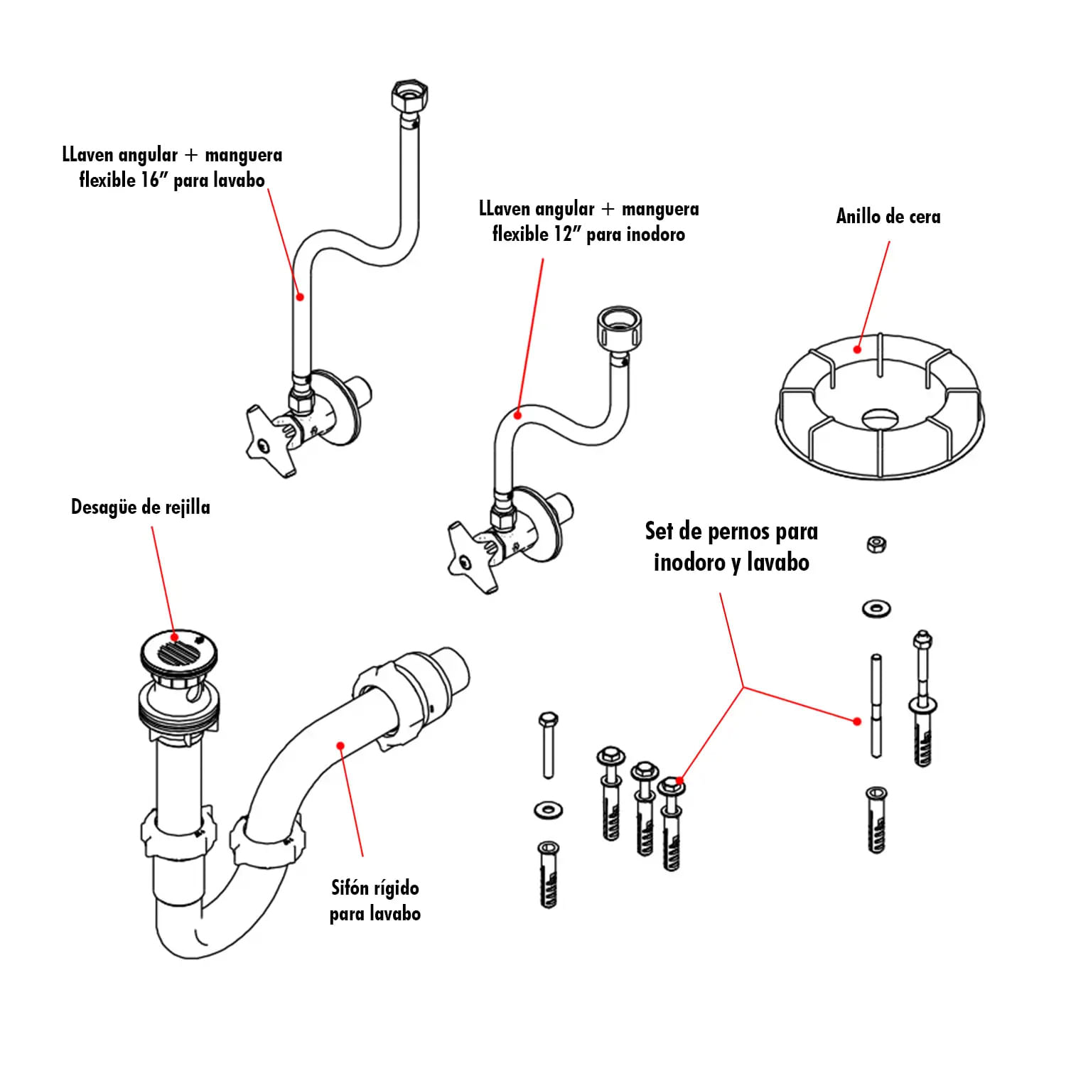 Kit de Instalación para Inodoro / Lavabo - FV - Kywi