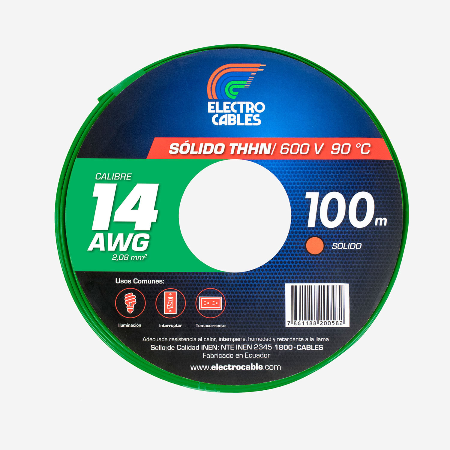 Cable Eléctrico solido 14 THHN verde - ELECTROCABLES - Kywi