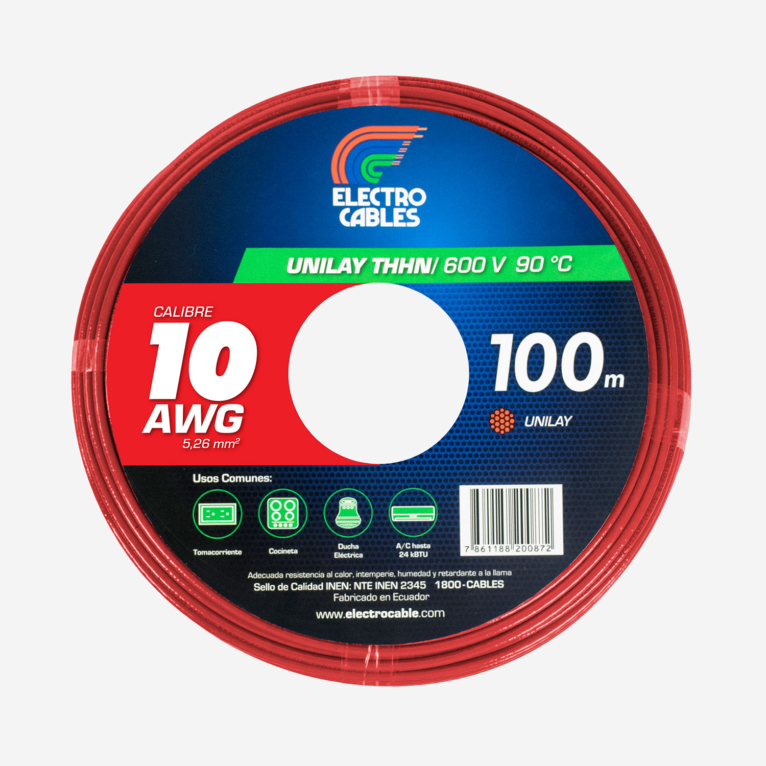 Cable unilay 10 THHN rojo - ELECTROCABLES - Kywi