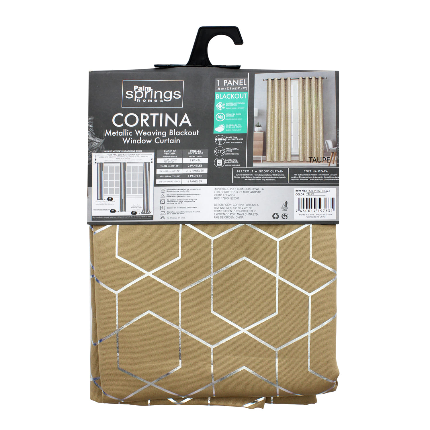 Cortina para ventana de 1 panel a base de tela poliéster de textura ...