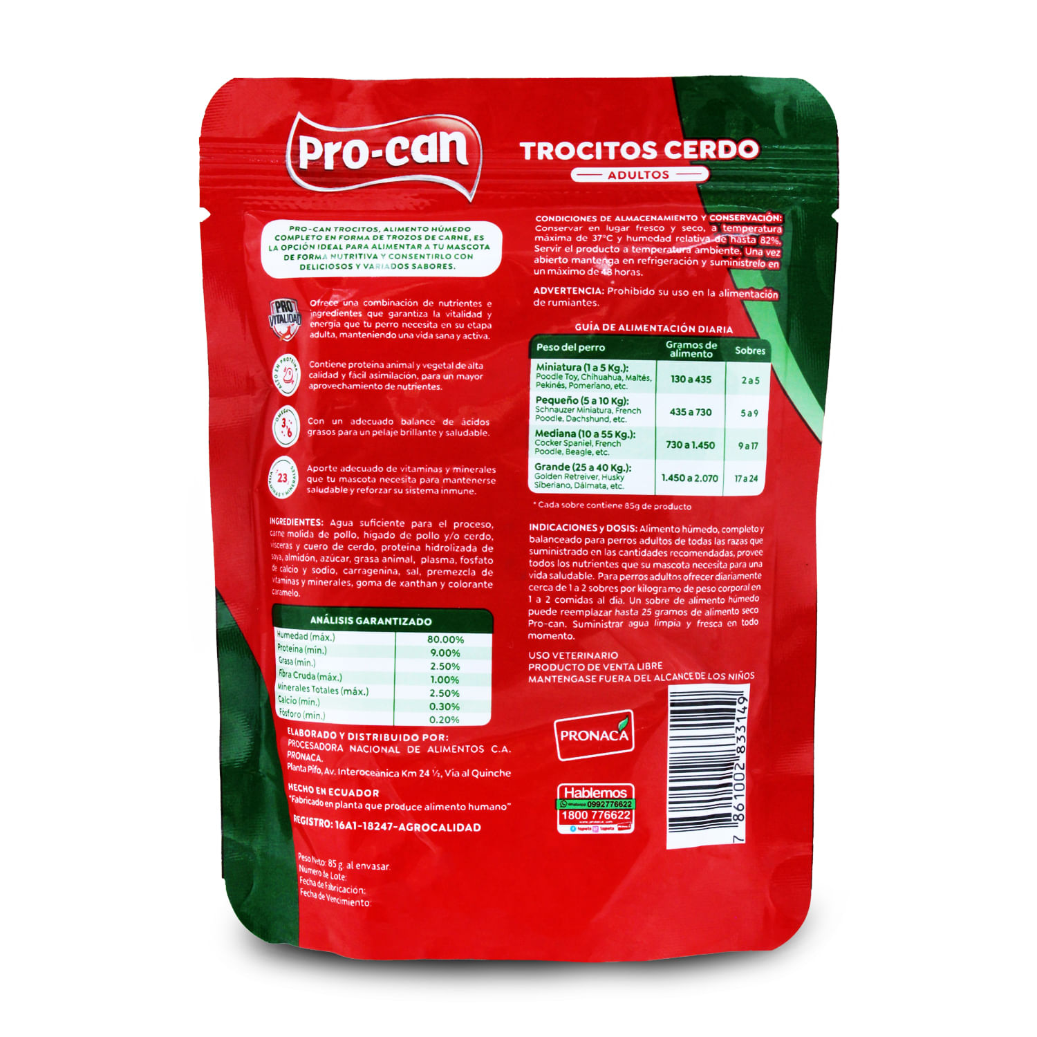 Alimento húmedo para perros 100% natural con trocitos jugosos de CERDO ...
