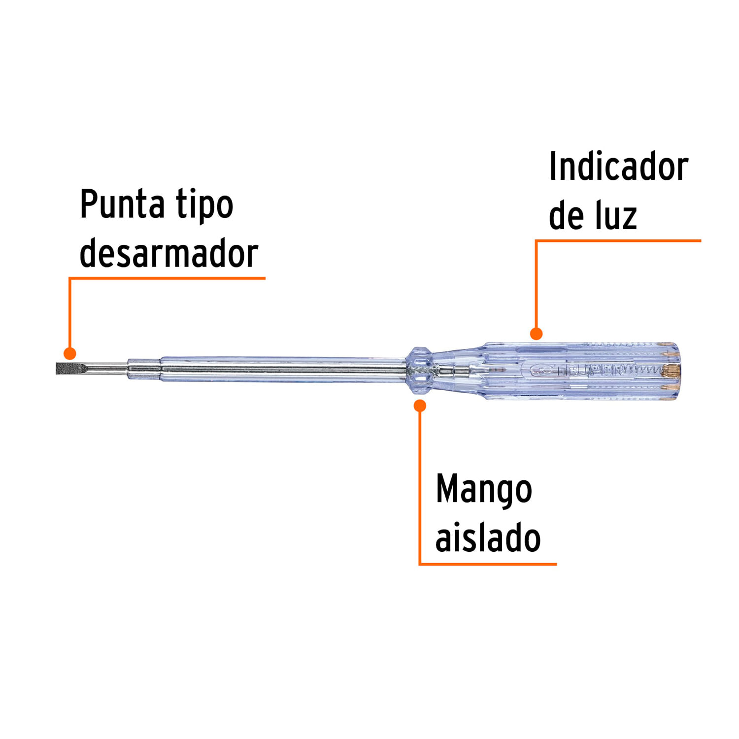 Probador de circuitos con punta de acero e indicador de luz con fusible ...