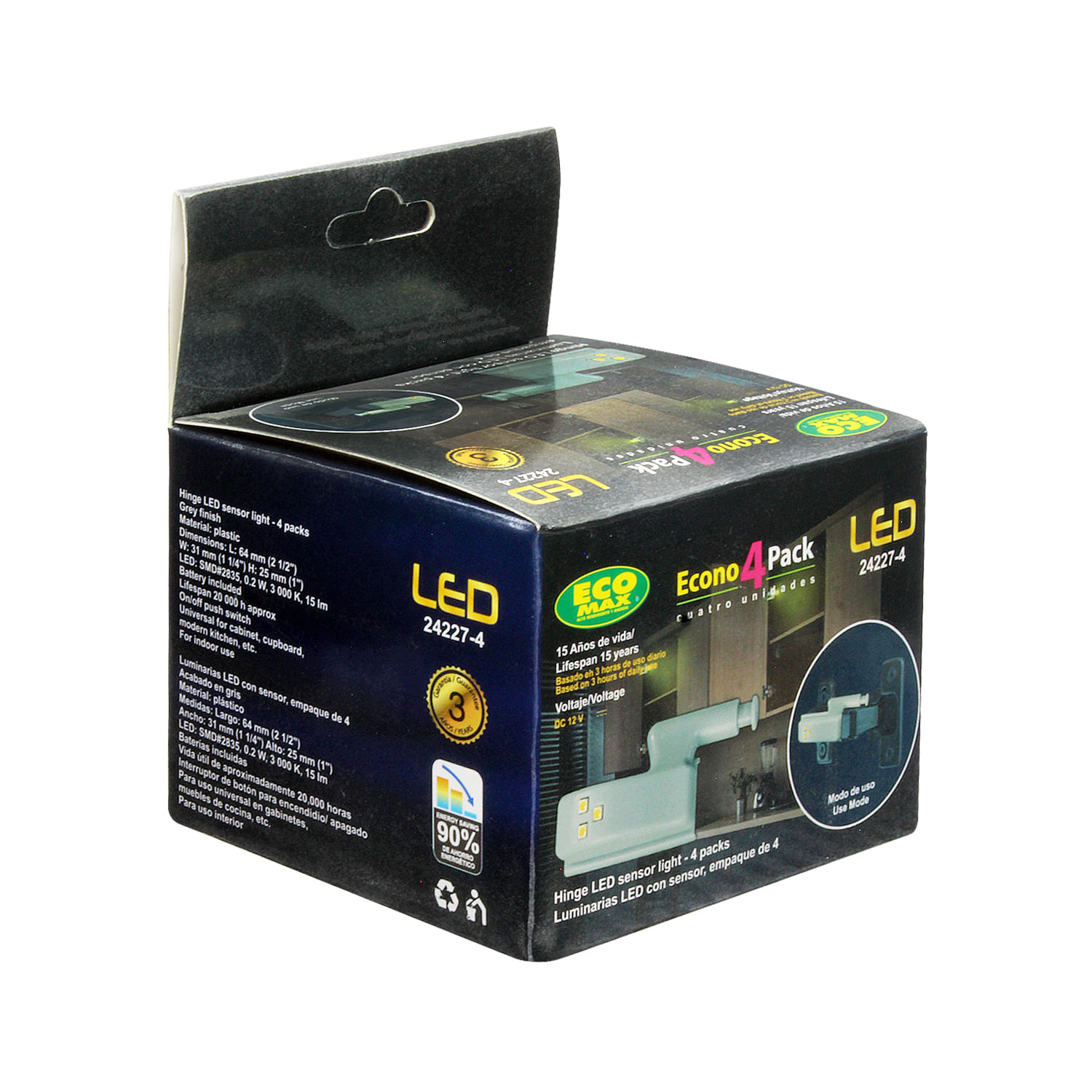 Lampara LED para closets de 6,4 x 3,1 x 2,5 cm con encendido automático ...