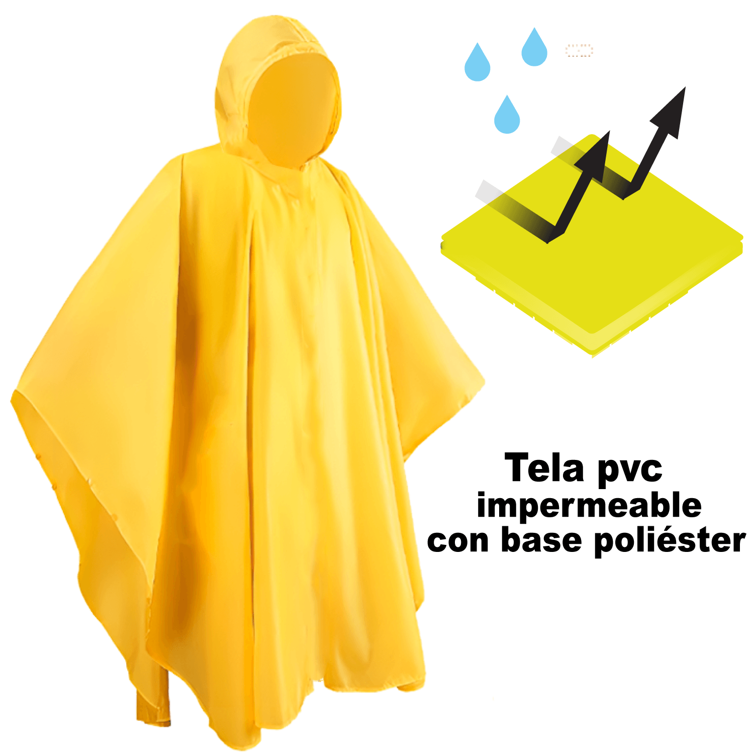 Poncho de PVC C10 con capucha, medida 1.40 x 1.86, Talla única ...