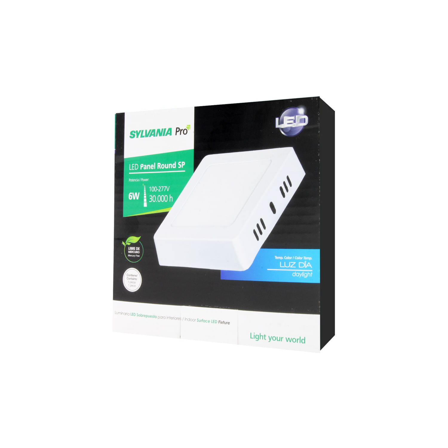 Panel LED slim cuadrado de 6W de estructura metálica blanca para ...