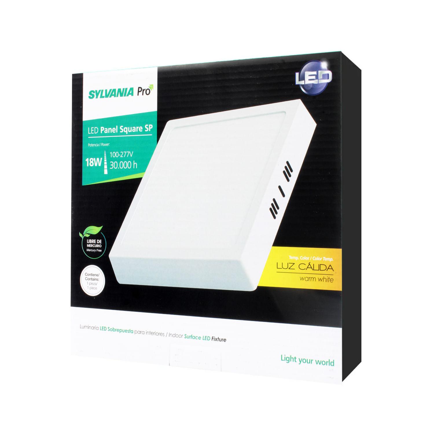 Panel LED slim cuadrado de 18W de estructura metálica blanca para ...