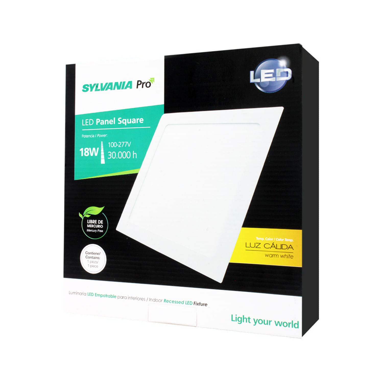 Panel LED slim cuadrado de 18W de estructura metálica blanca para ...