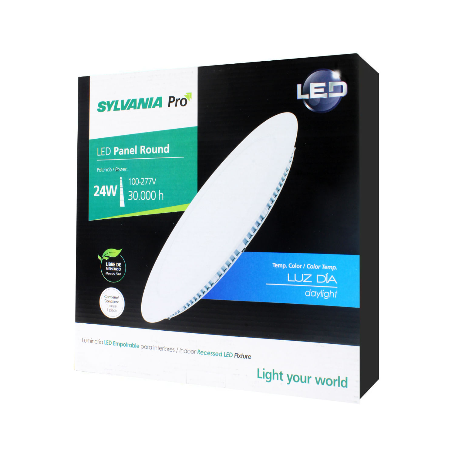 Panel LED slim redondo de 24W de estructura metálica blanca para ...