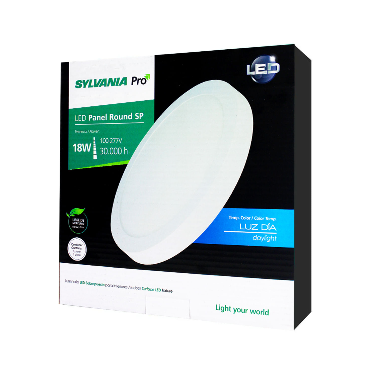 Panel LED redondo de 18W de estructura metálica blanca para SOBREPONER ...