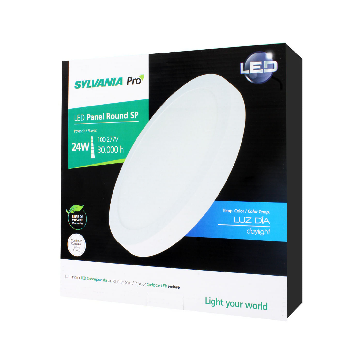 Panel LED redondo de 24W de estructura metálica blanca para SOBREPONER ...