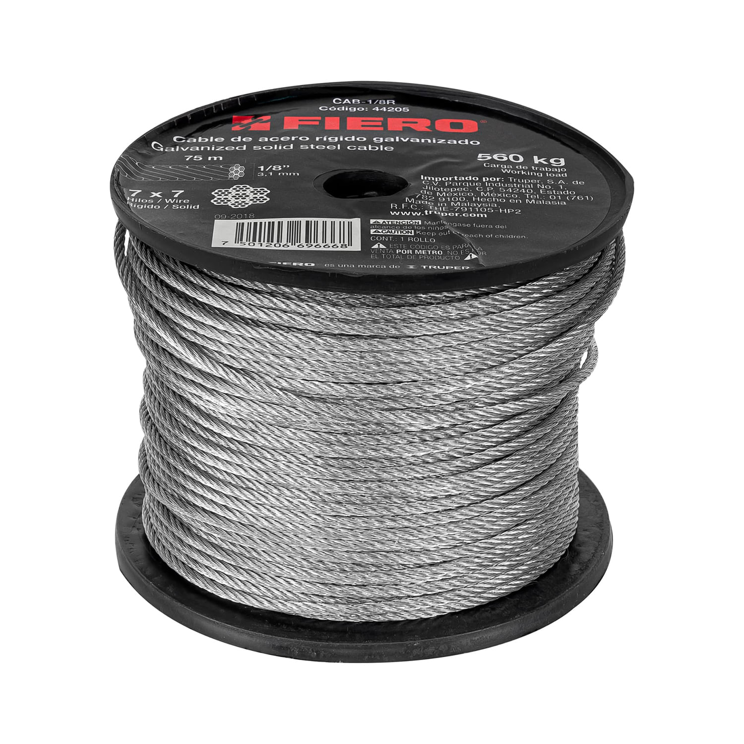 Cable rígido galvanizado de 1/8" de acero 7x7 hilos; Venta x Metros ...