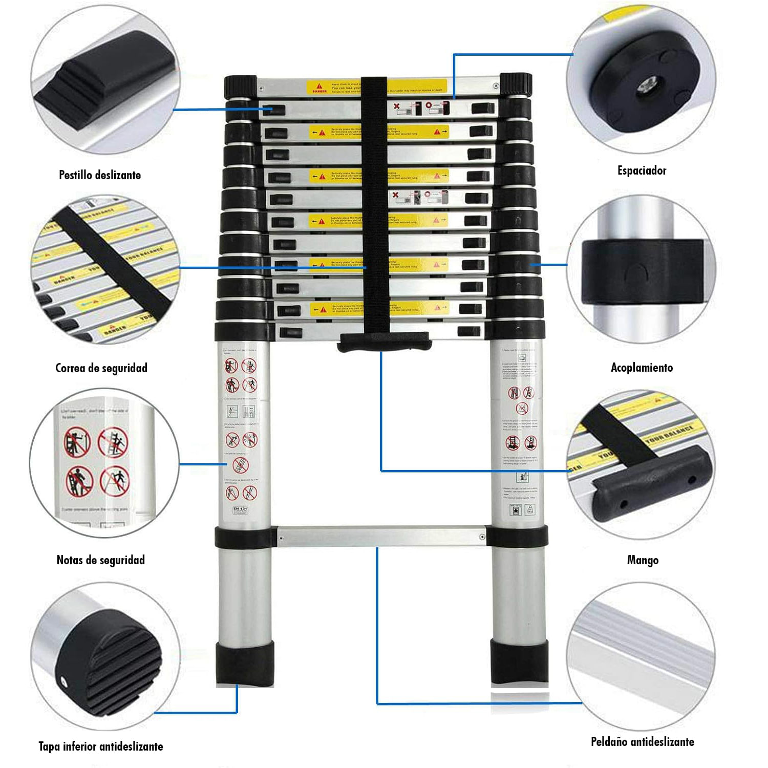 Escalera plegable con una longitud de extensión 3.80 metros y una ...