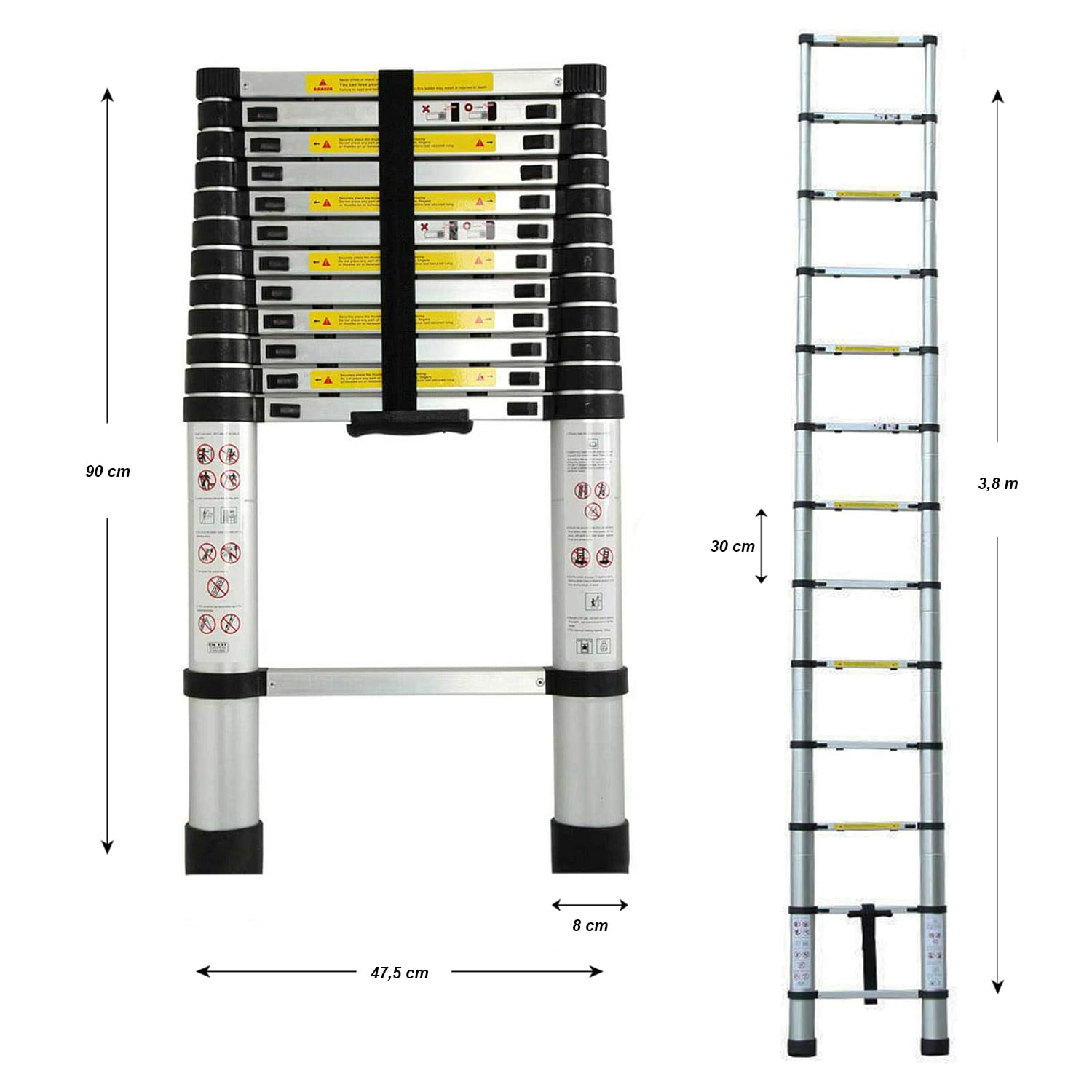 Escalera plegable con una longitud de extensión 3.80 metros y una ...